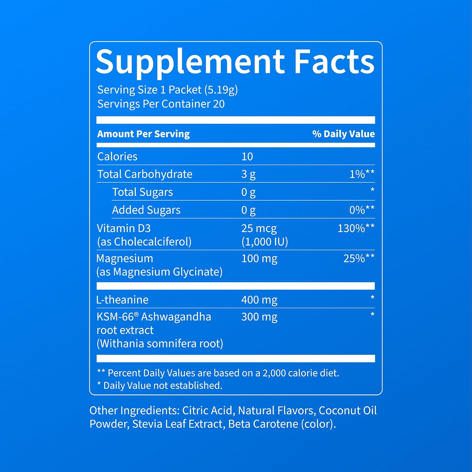 Nello Supercalm drink mix servings