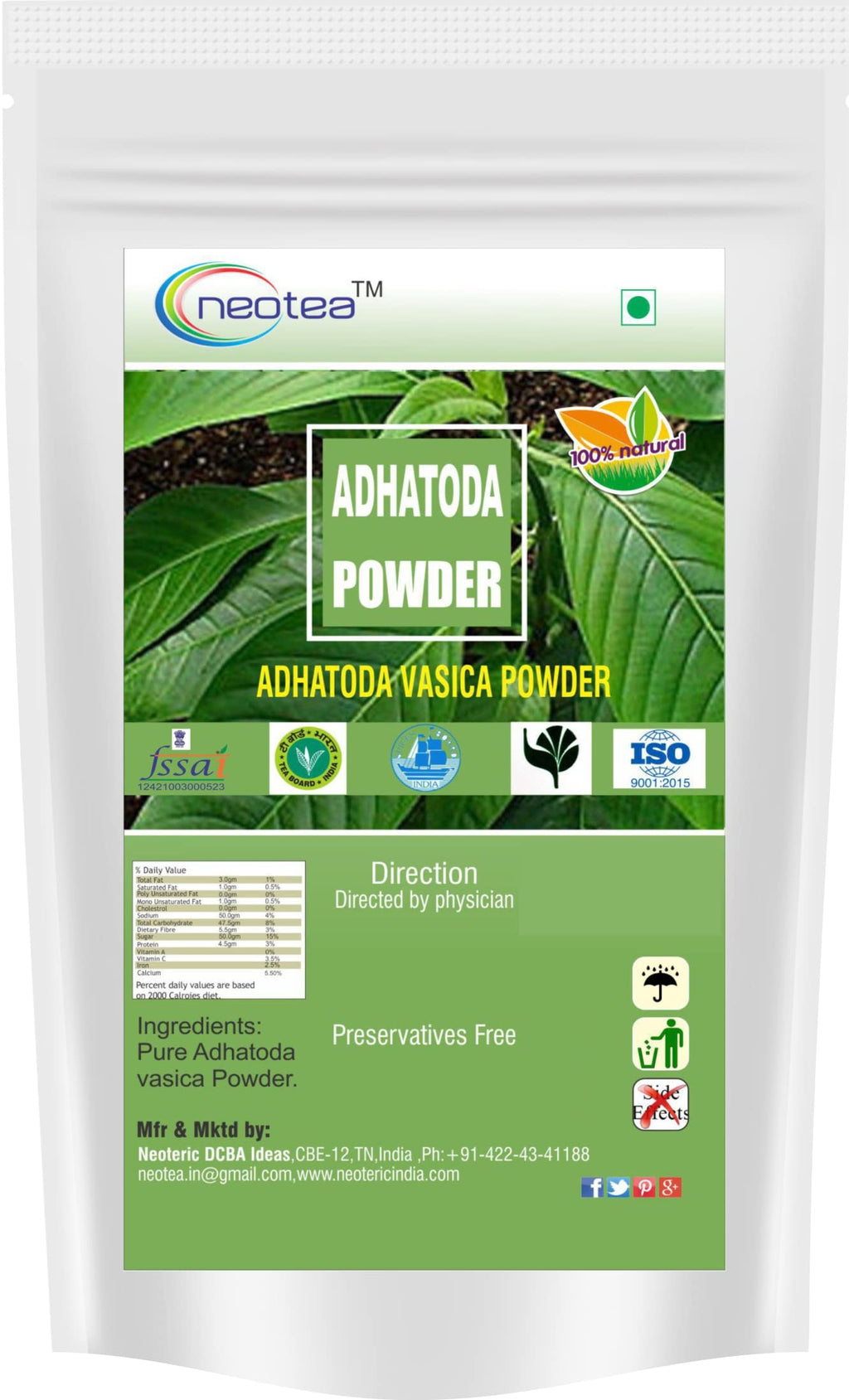 Neotea Adathoda herbal powder benefits