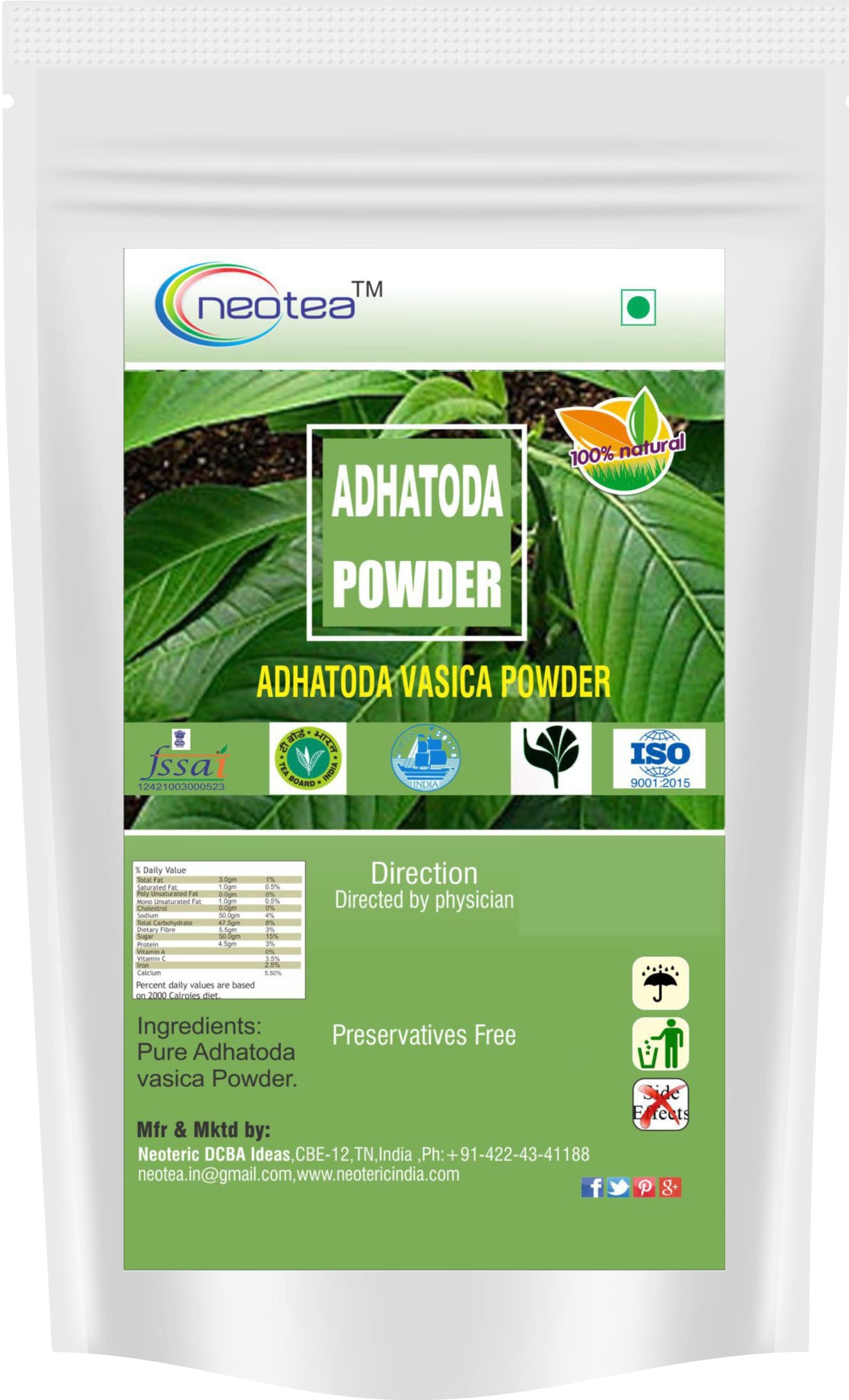 Neotea Adathoda herbal powder benefits