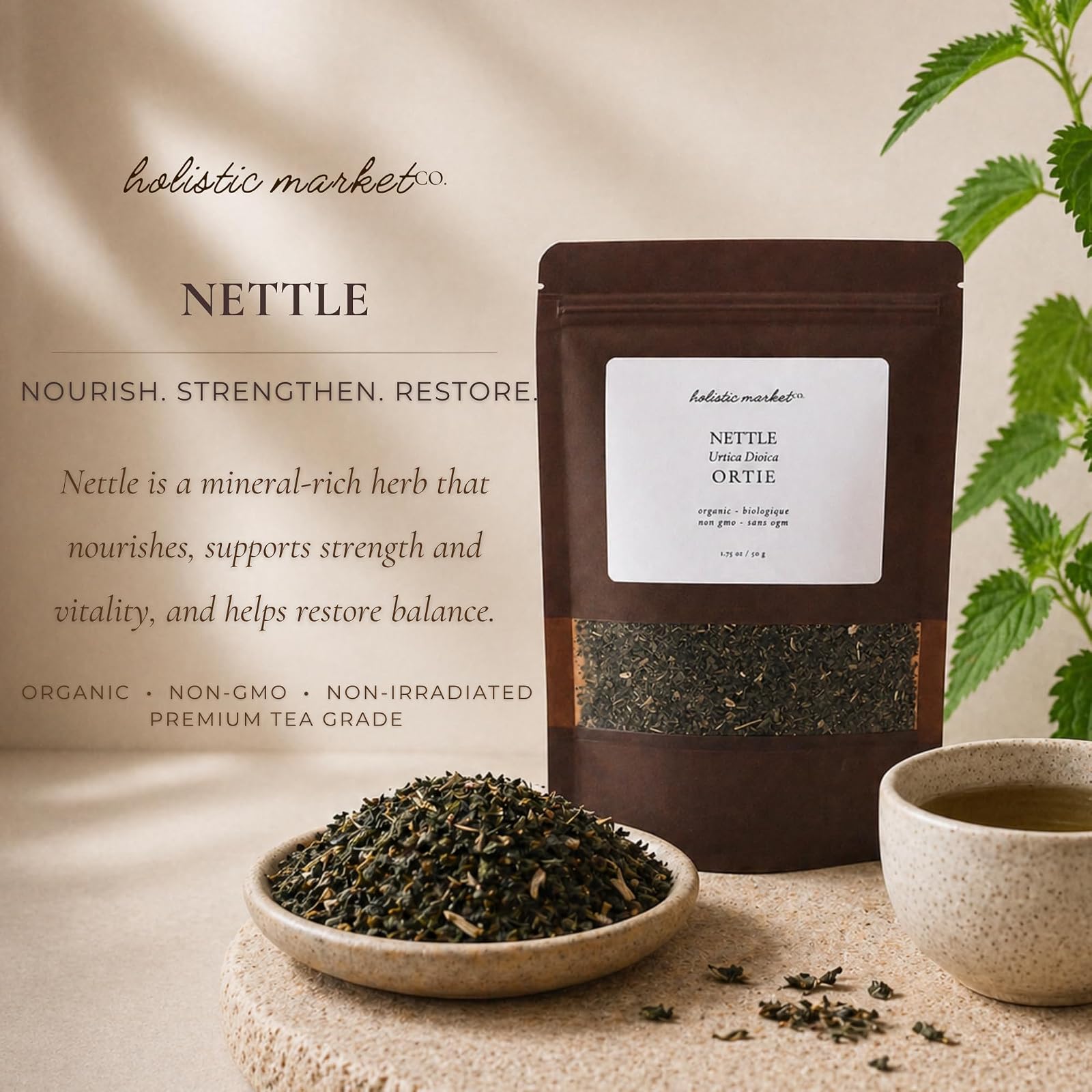 Nettle leaf herbal infusion for wellness