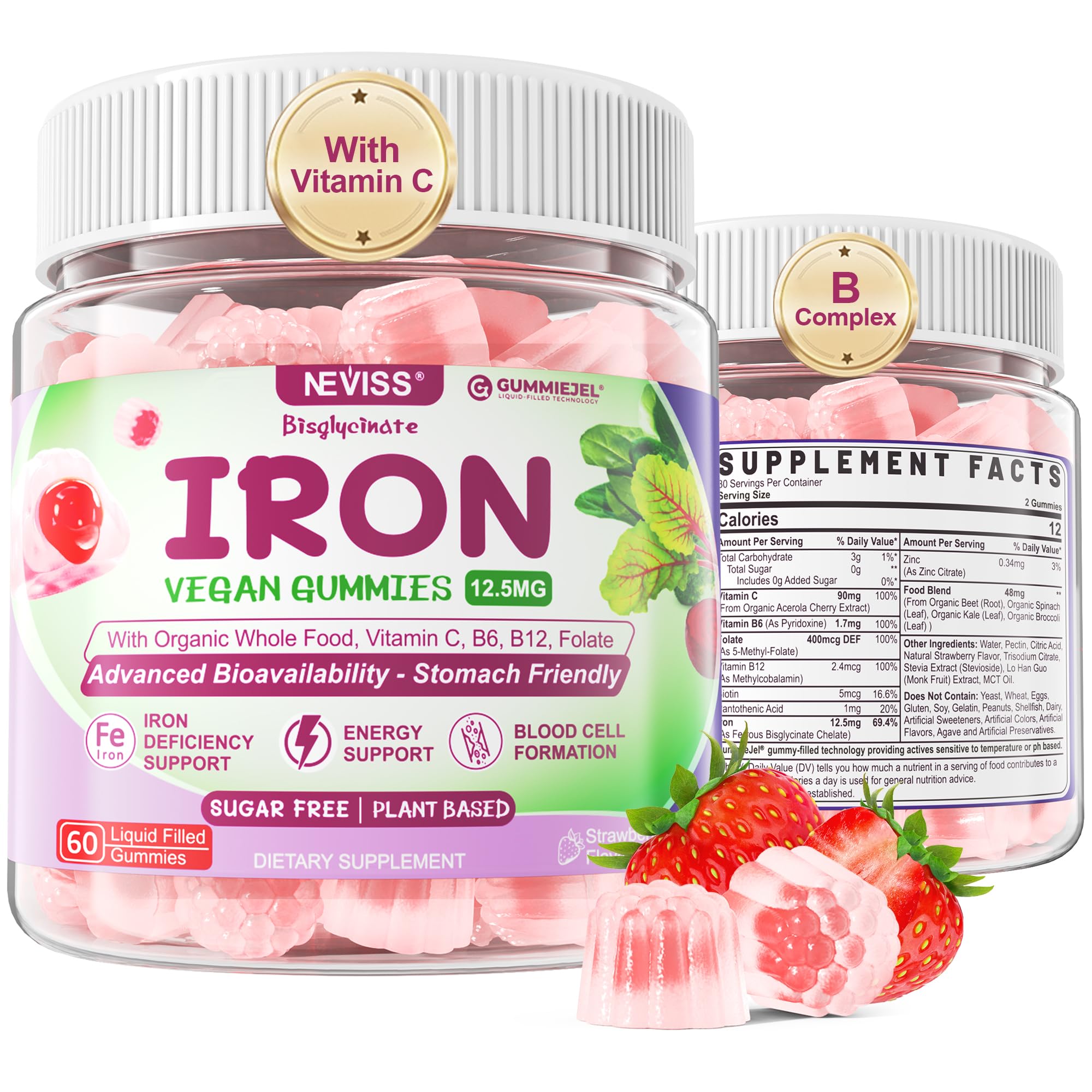 NEVISS vegan iron gummies for energy