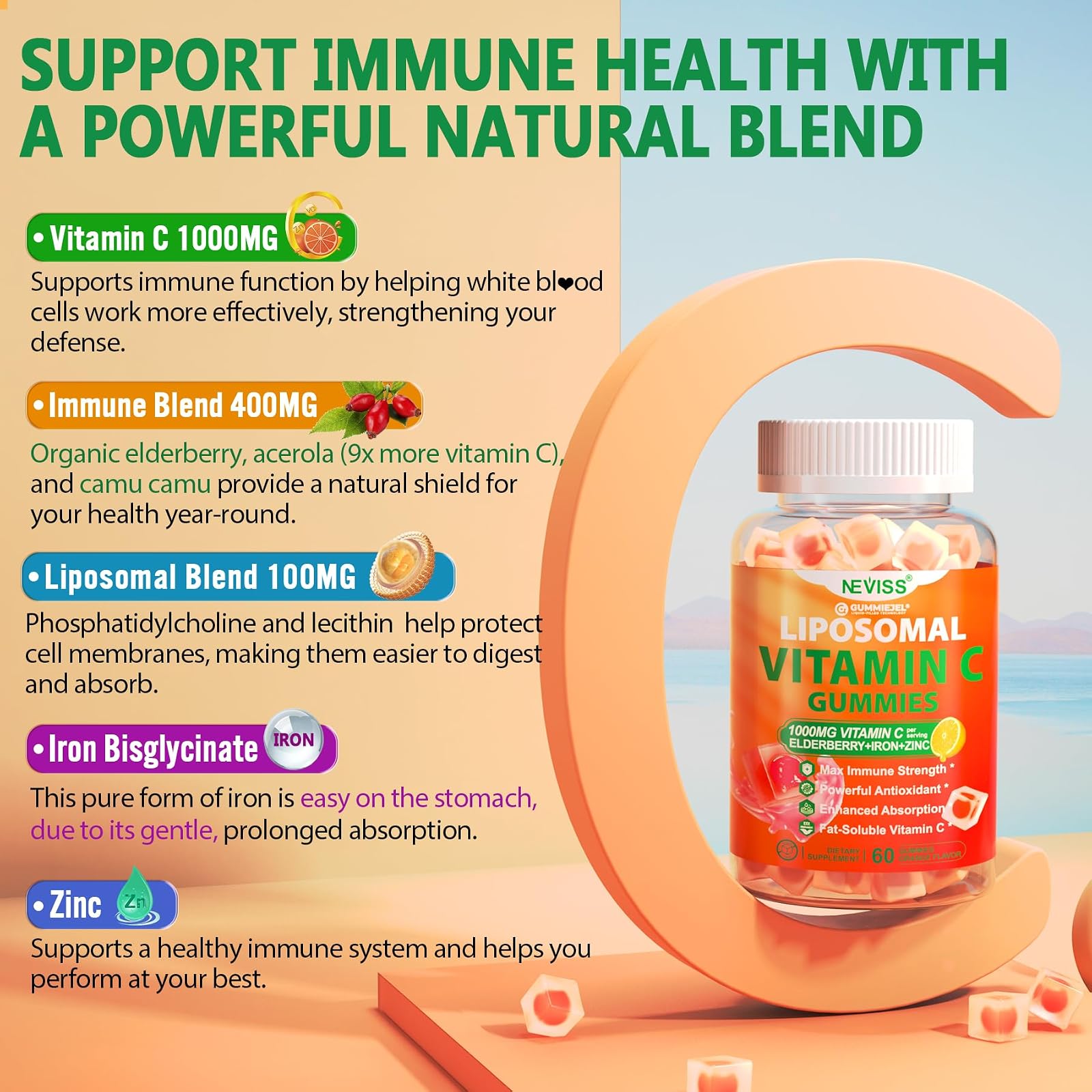 NEVISS vitamin c gummies for energy
