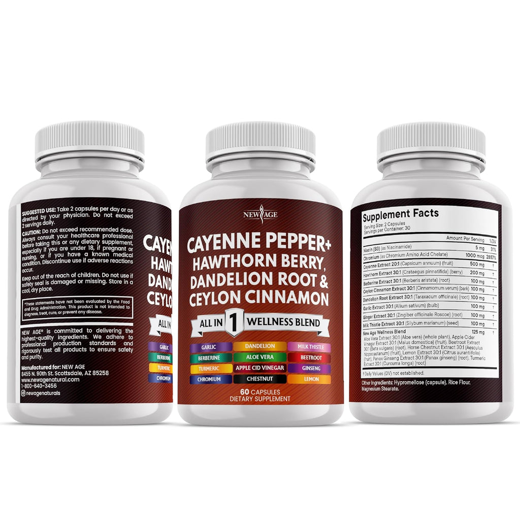 NEW AGE cayenne pepper 120 capsules energy boost