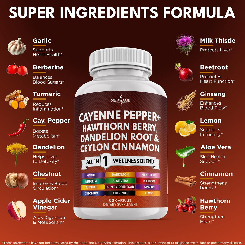 NEW AGE cayenne pepper 500 mg health benefits