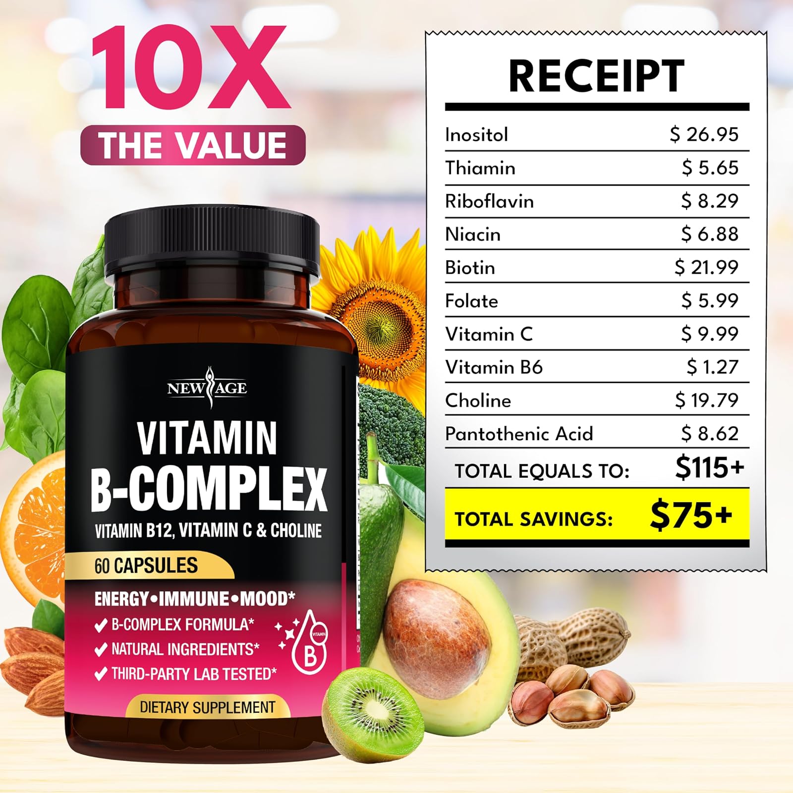 NEW AGE vitamin b complex with essential nutrients