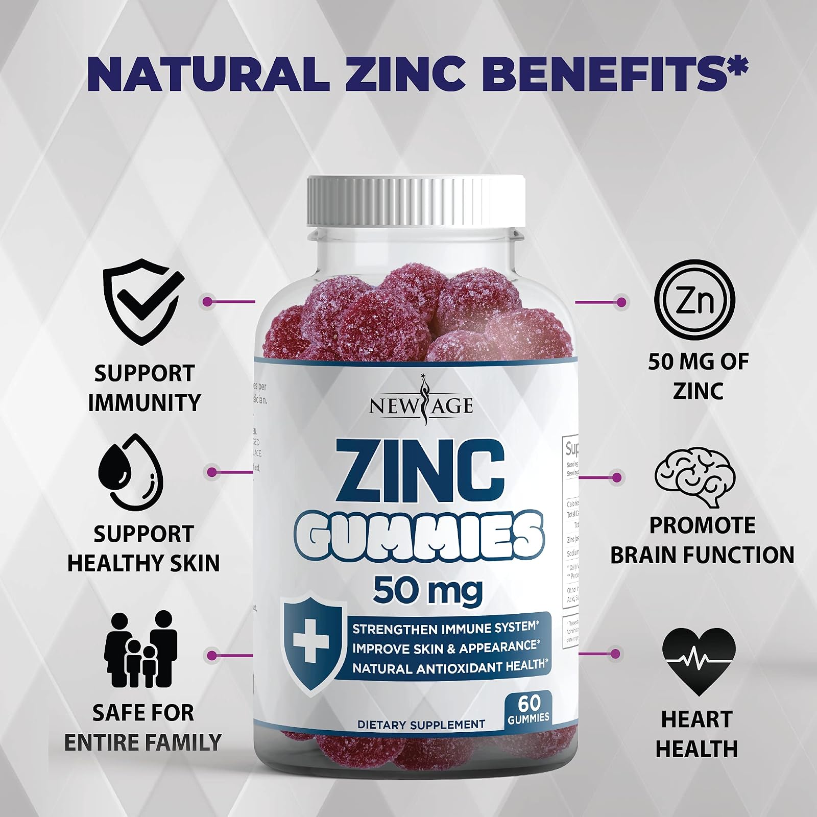 NEW AGE Zinc Gummies chewable vitamins
