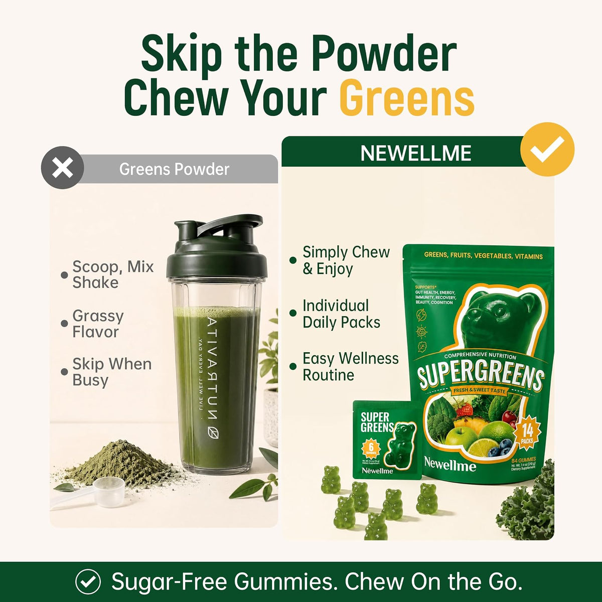 NEWELLME Super Greens Gummies for immune support