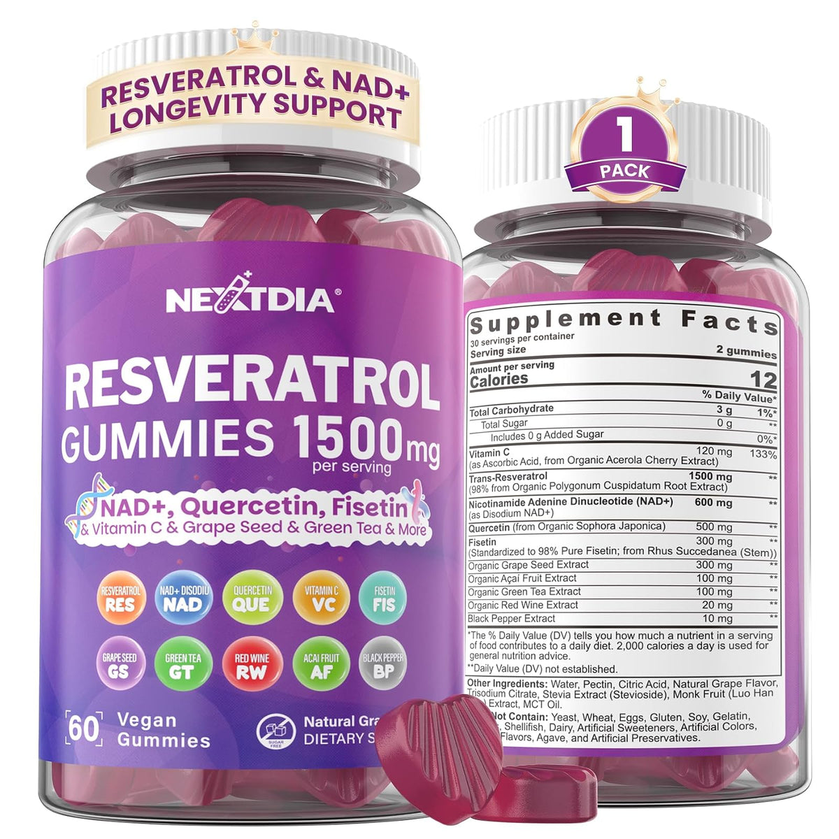 Nextdia Resveratrol gummies for vitality