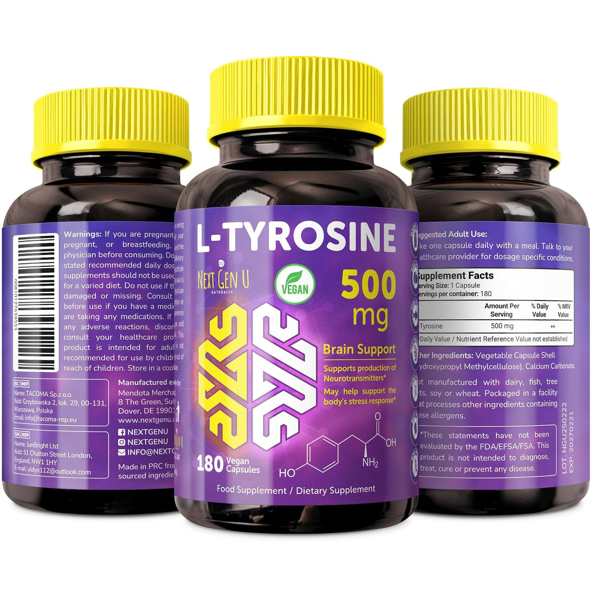 NextGenU L Tyrosine vegan capsules