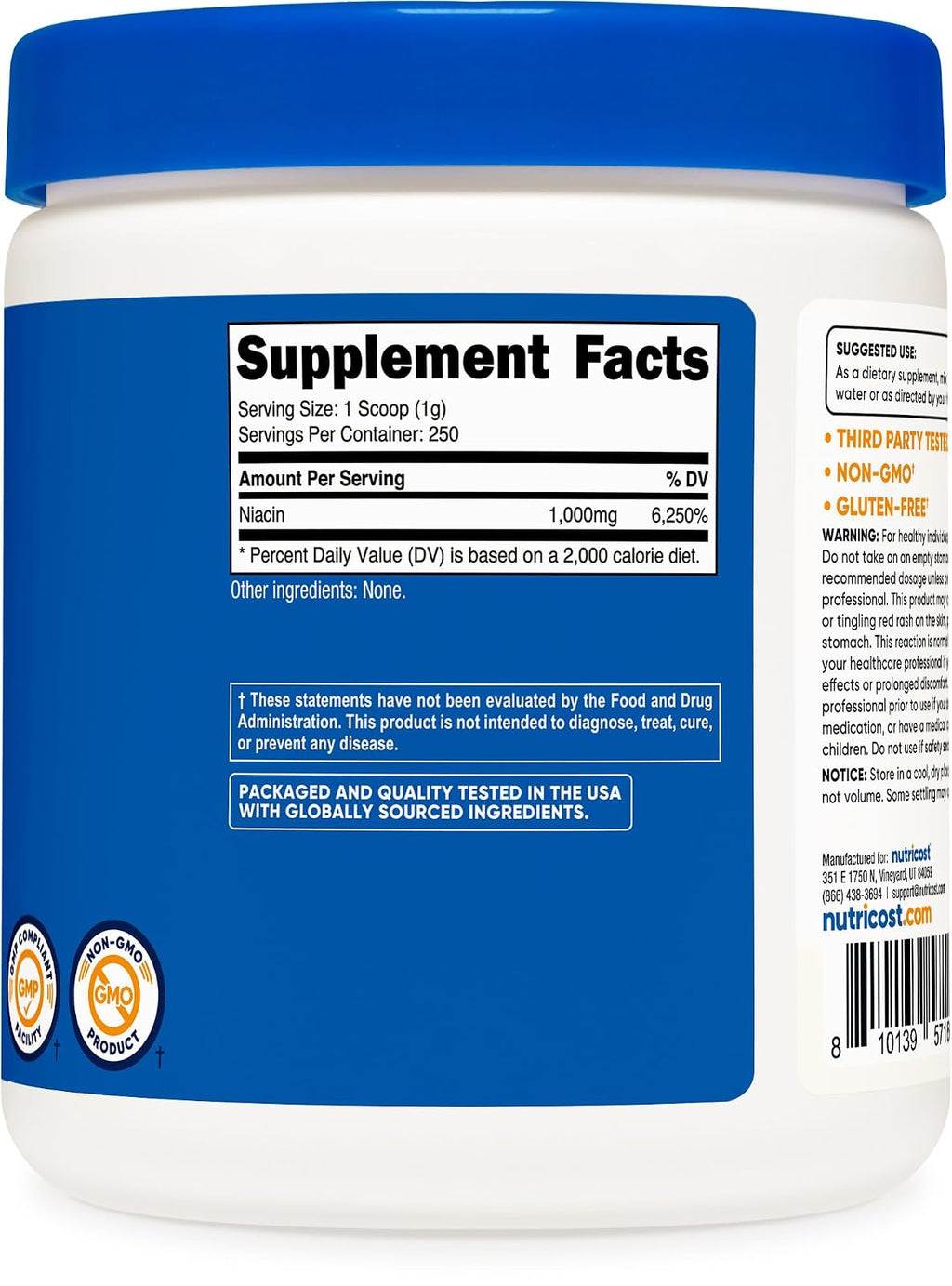 Niacin powder for improved metabolism