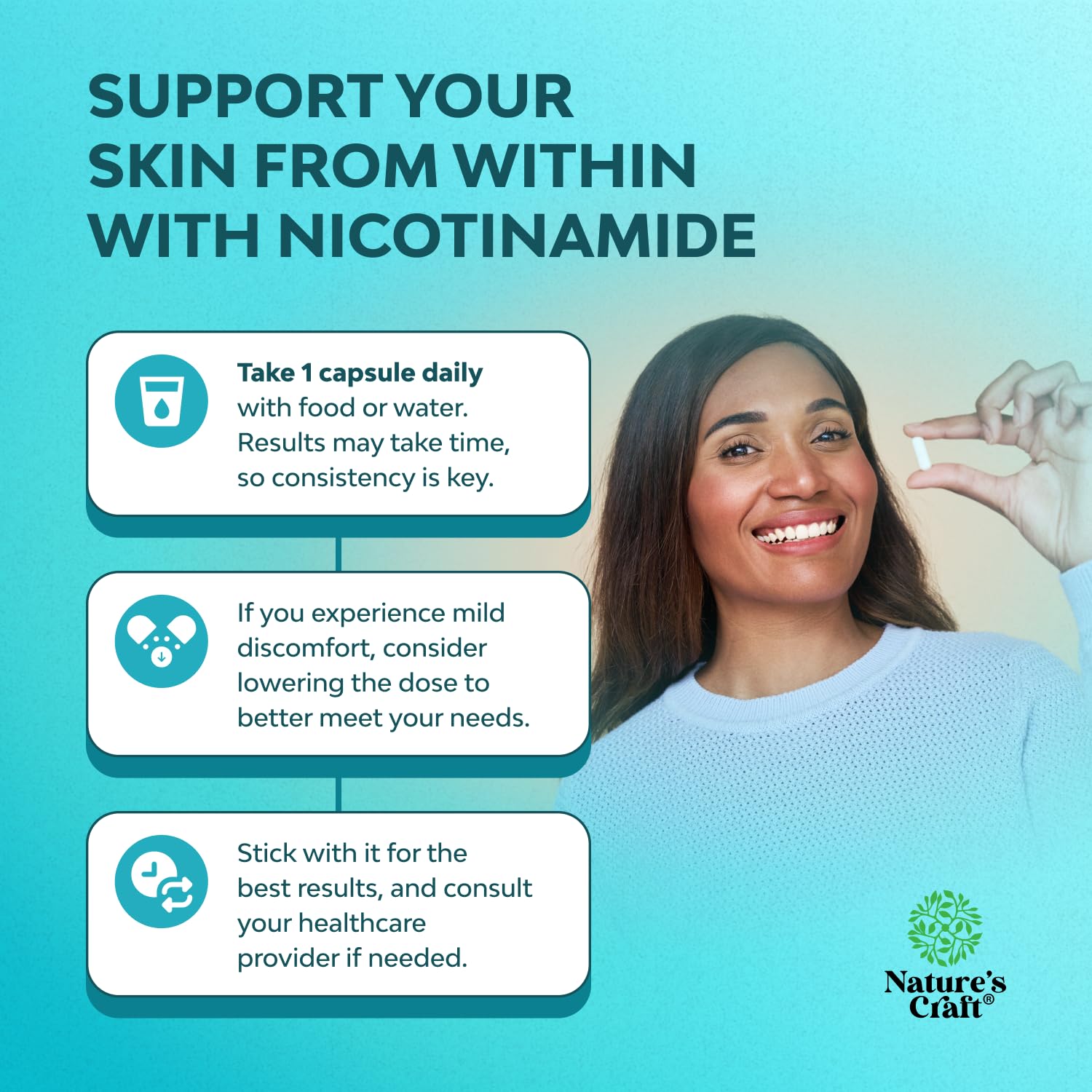 Nicotinamide for healthy skin support