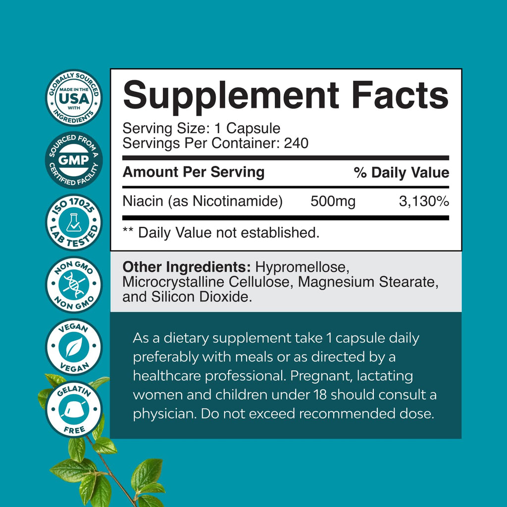 Nicotinamide Vitamin B3 supplement for vitality