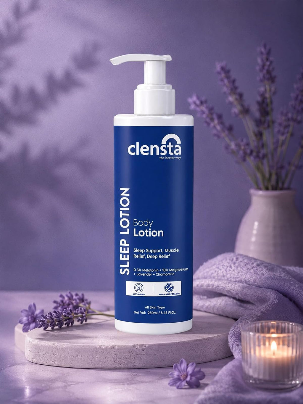 Nighttime body lotion for calming skin