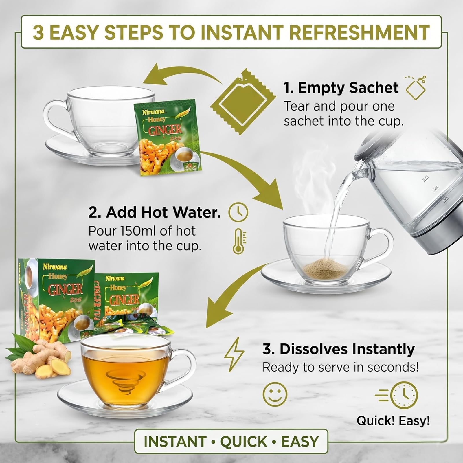 Nirwana tea with honey and ginger