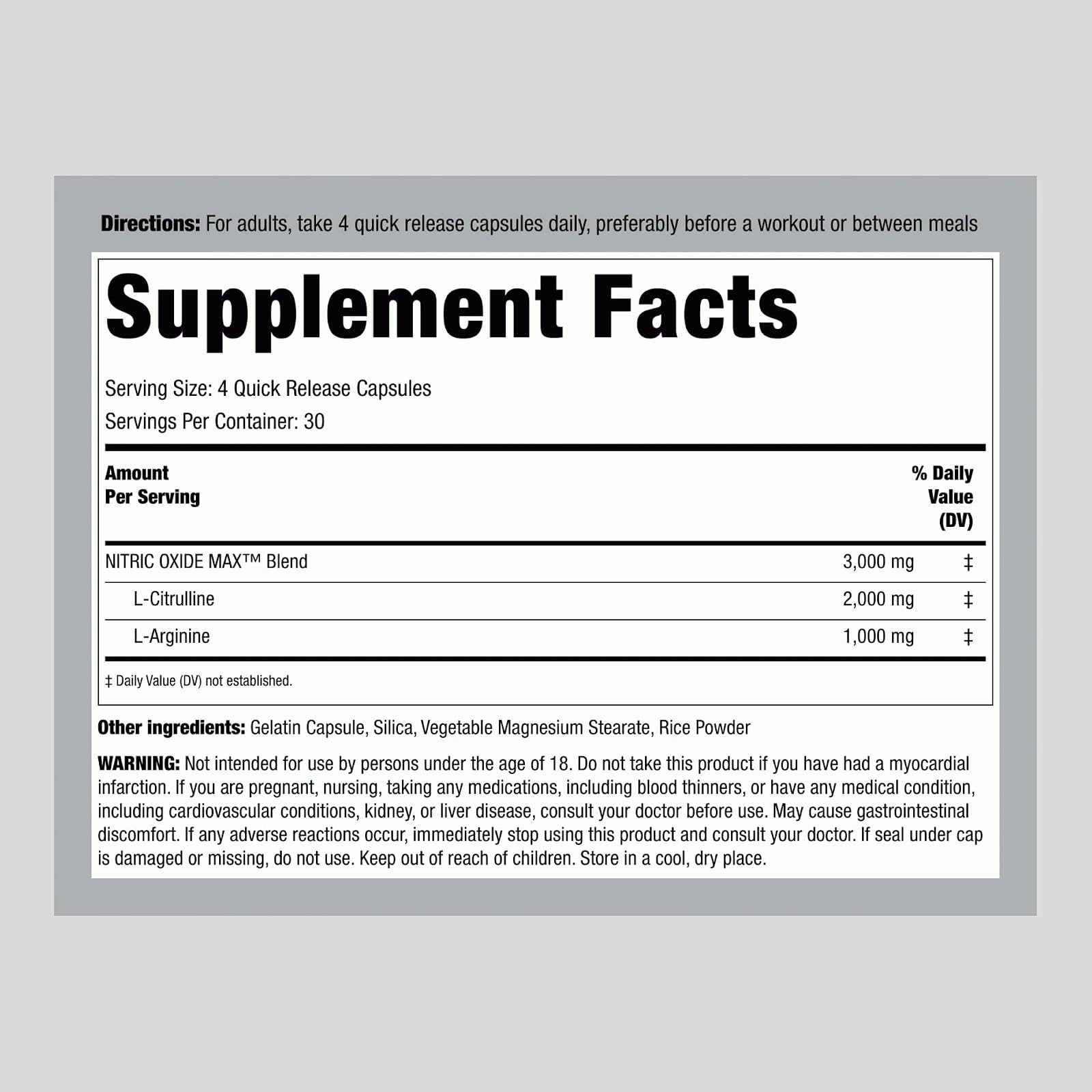 Nitric oxide booster for energy
