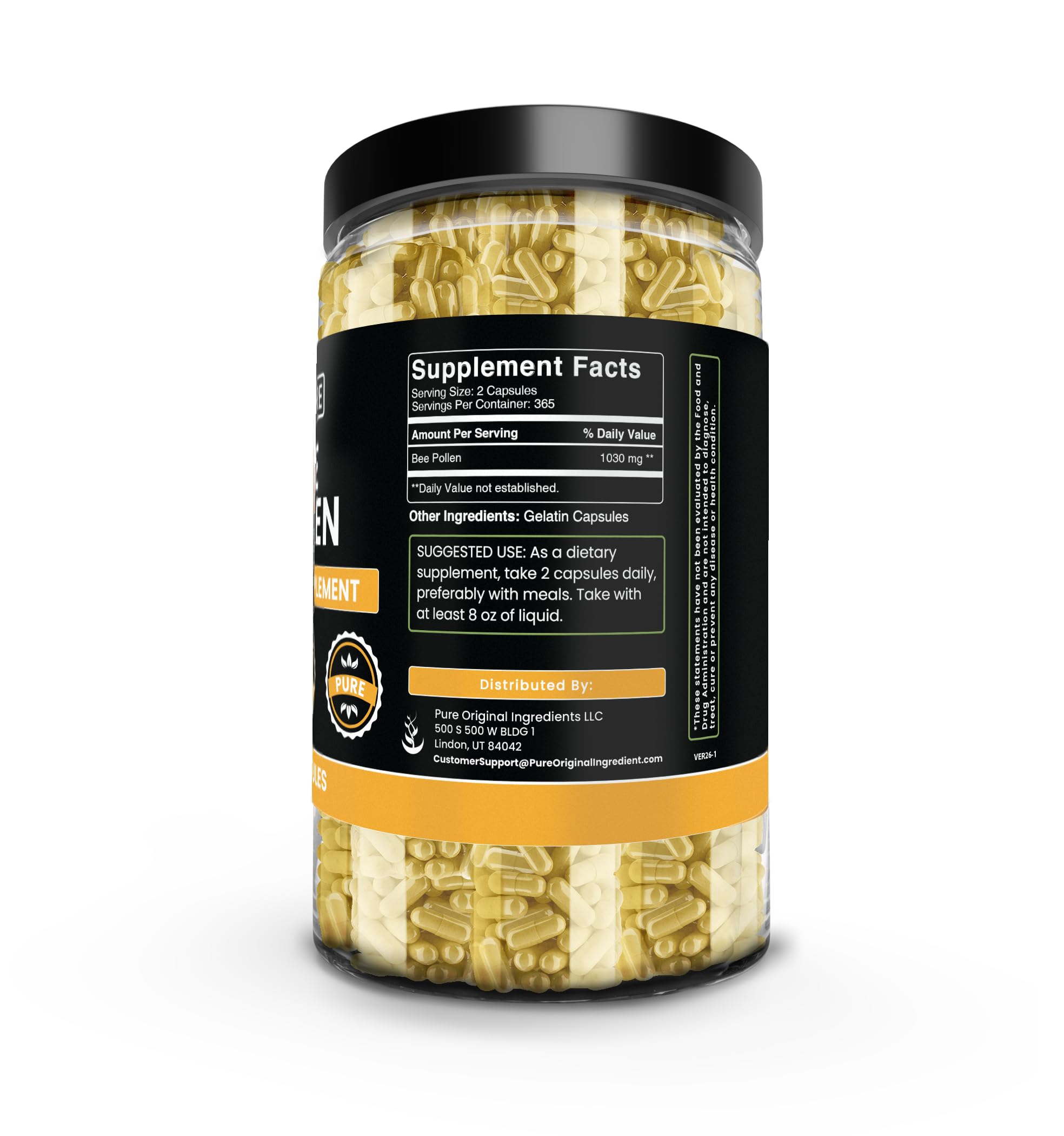 no fillers bee pollen capsules