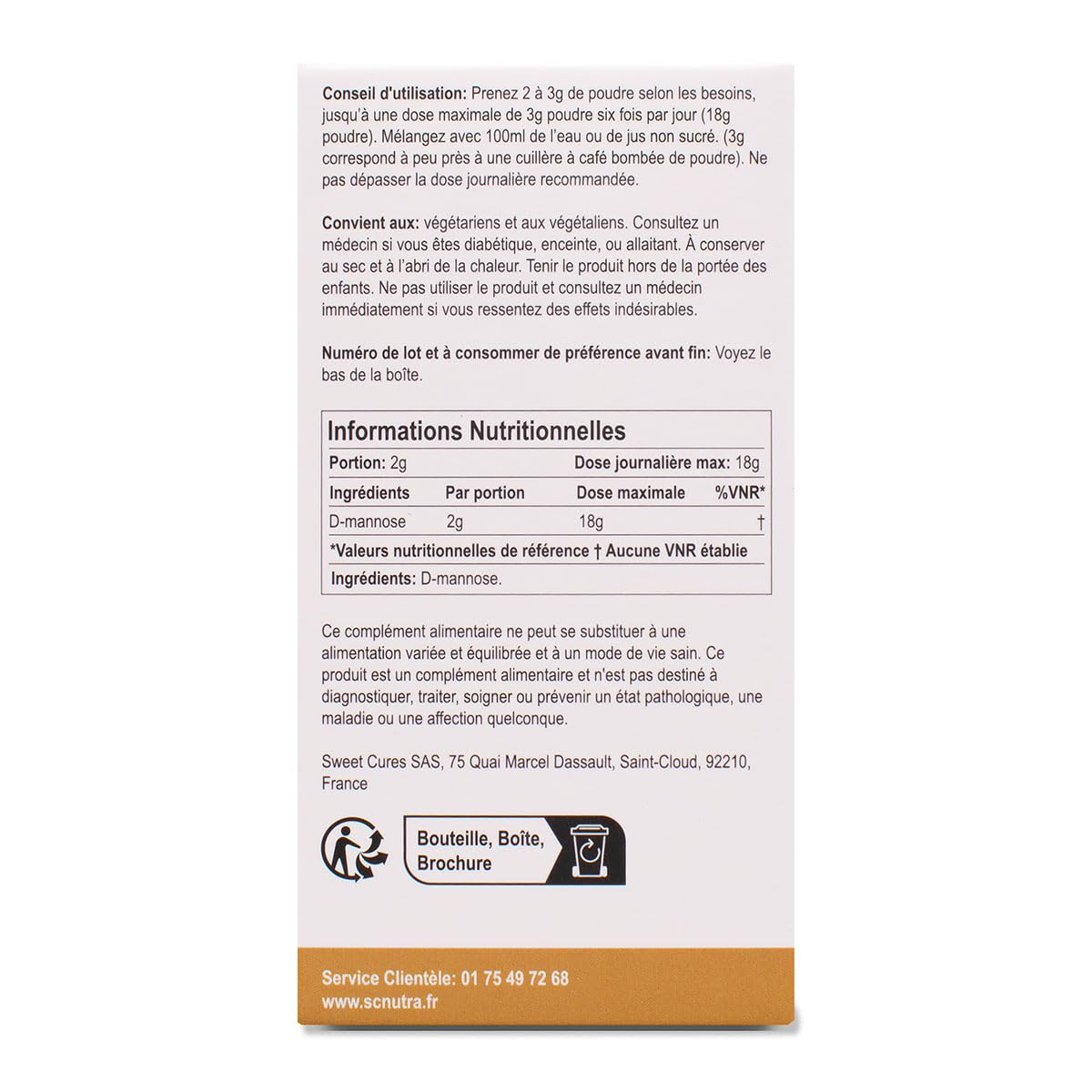 no fillers in D-Mannose powder