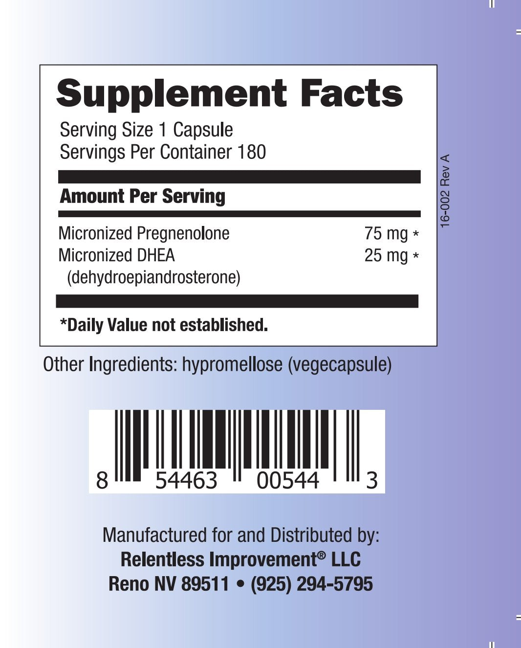 No fillers in Dhea micronized capsules