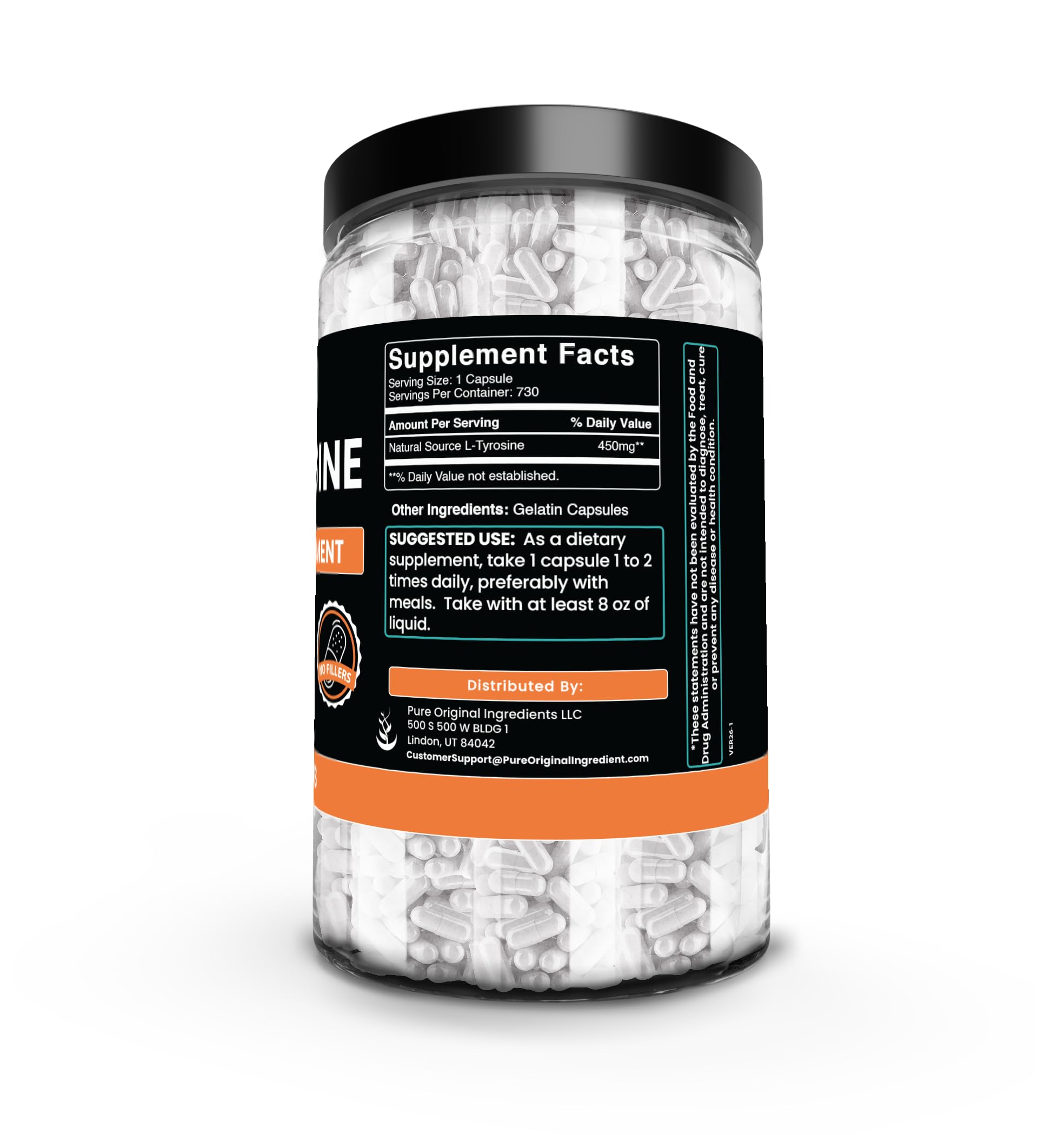no fillers in L-Tyrosine capsules