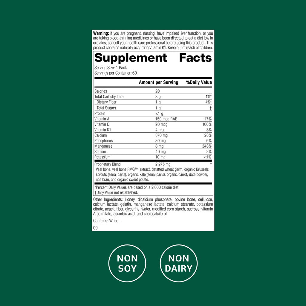 Non-dairy vitamin mineral pack