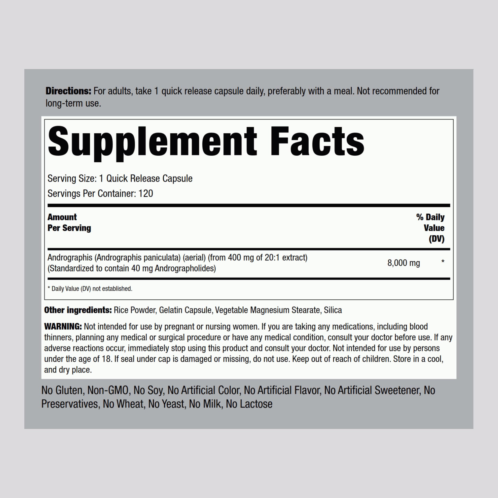 non-GMO andrographis paniculata capsules