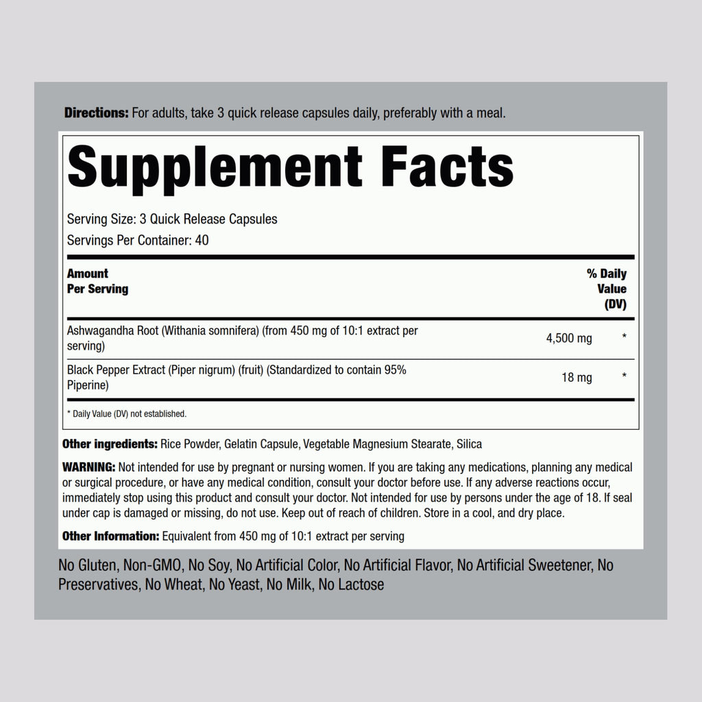 Non-GMO ashwagandha with black pepper extract