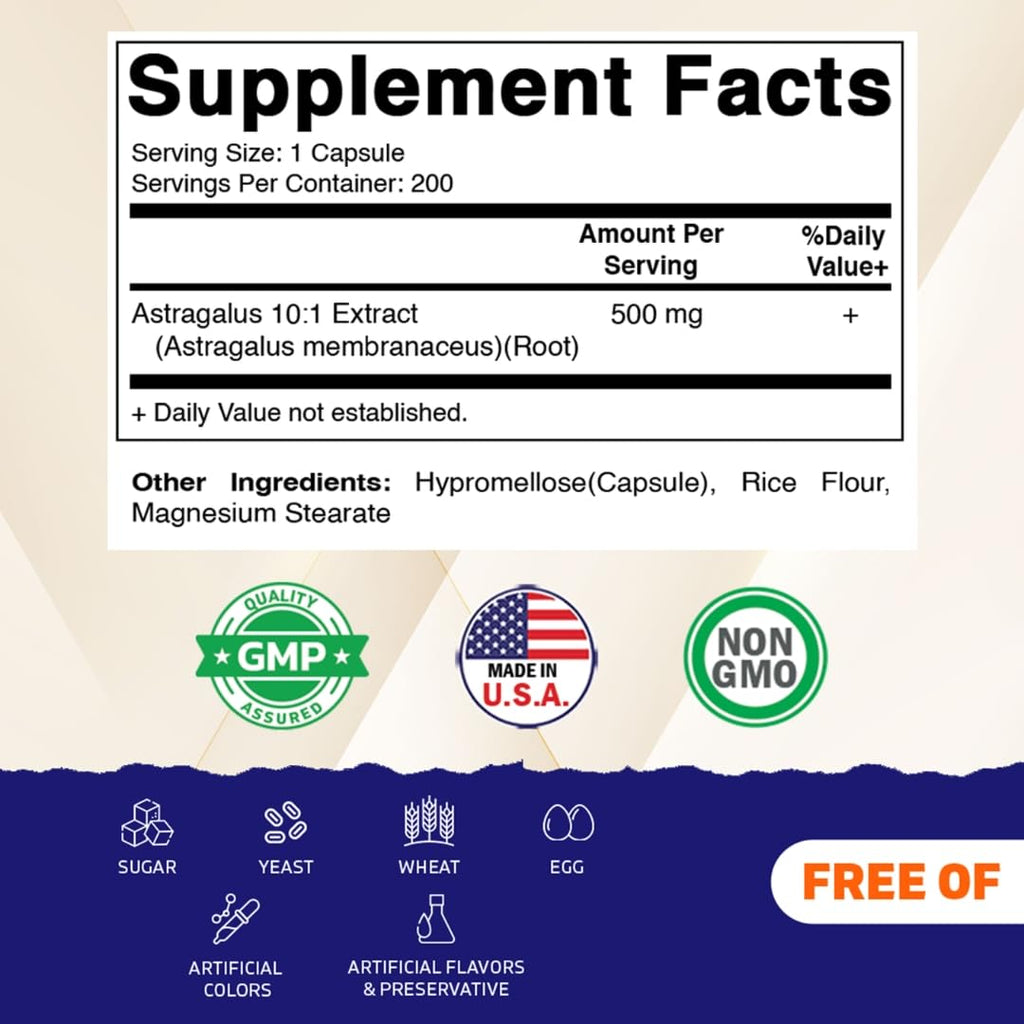 Non-GMO astragalus root capsules