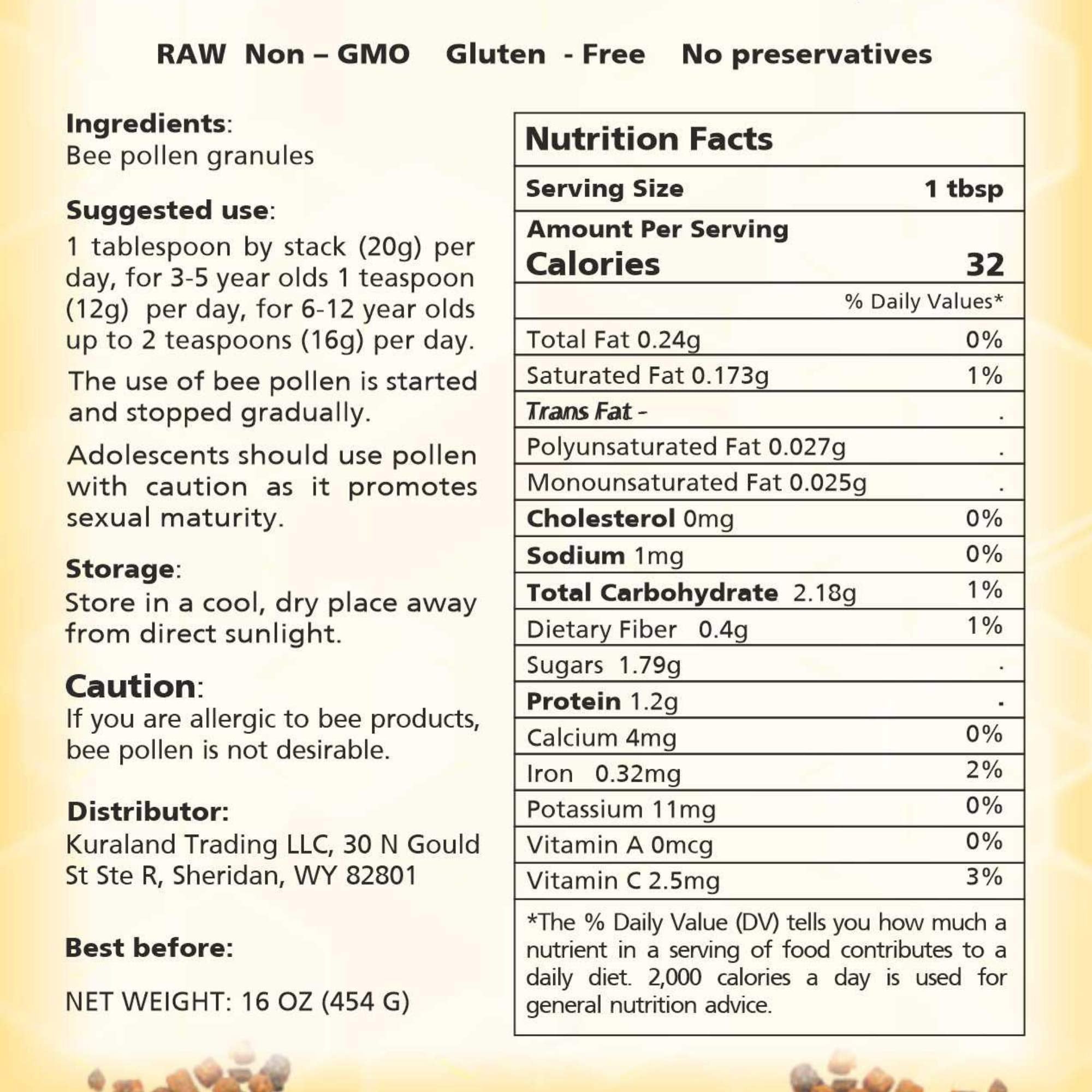 non-GMO bee pollen granules