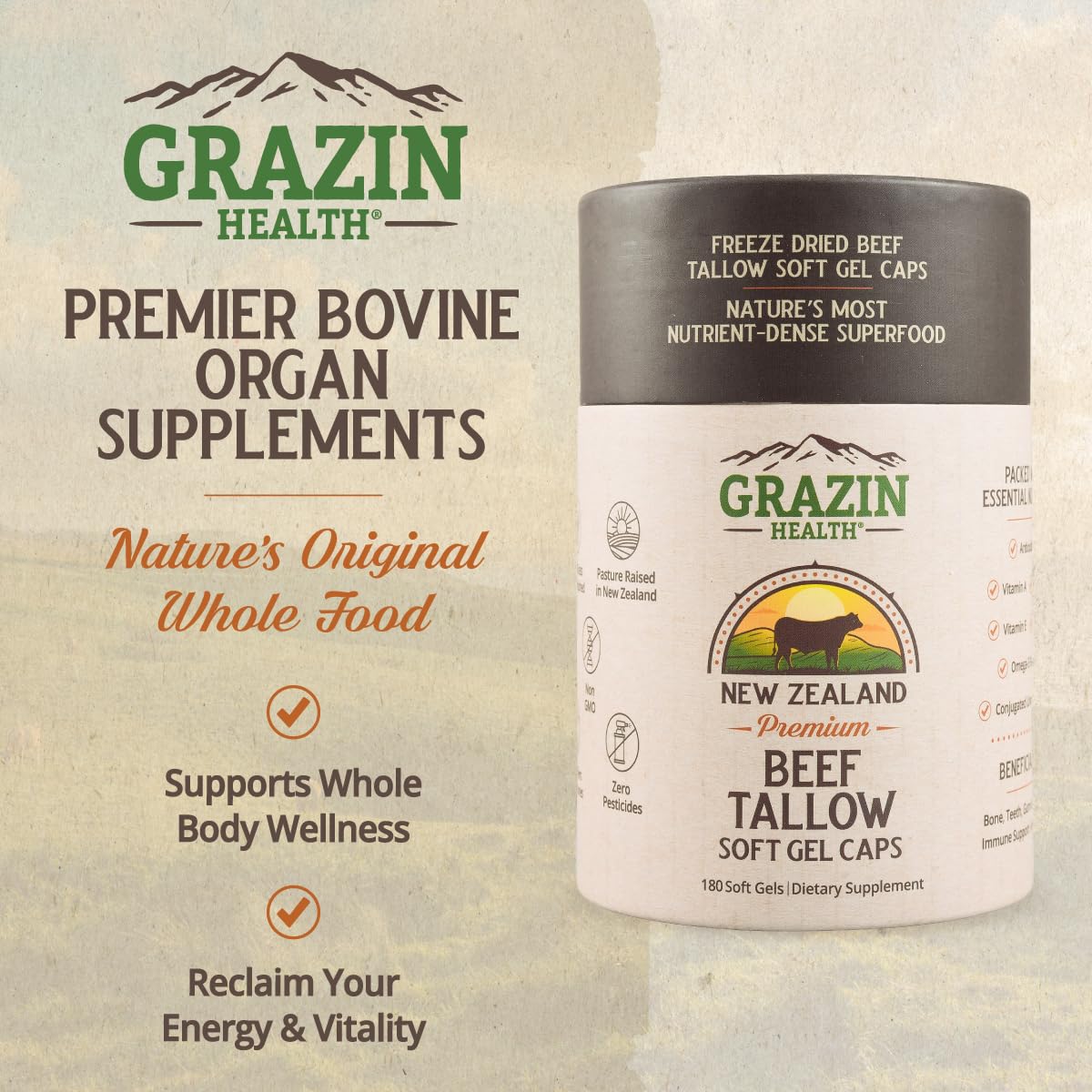 Non-GMO beef tallow supplements