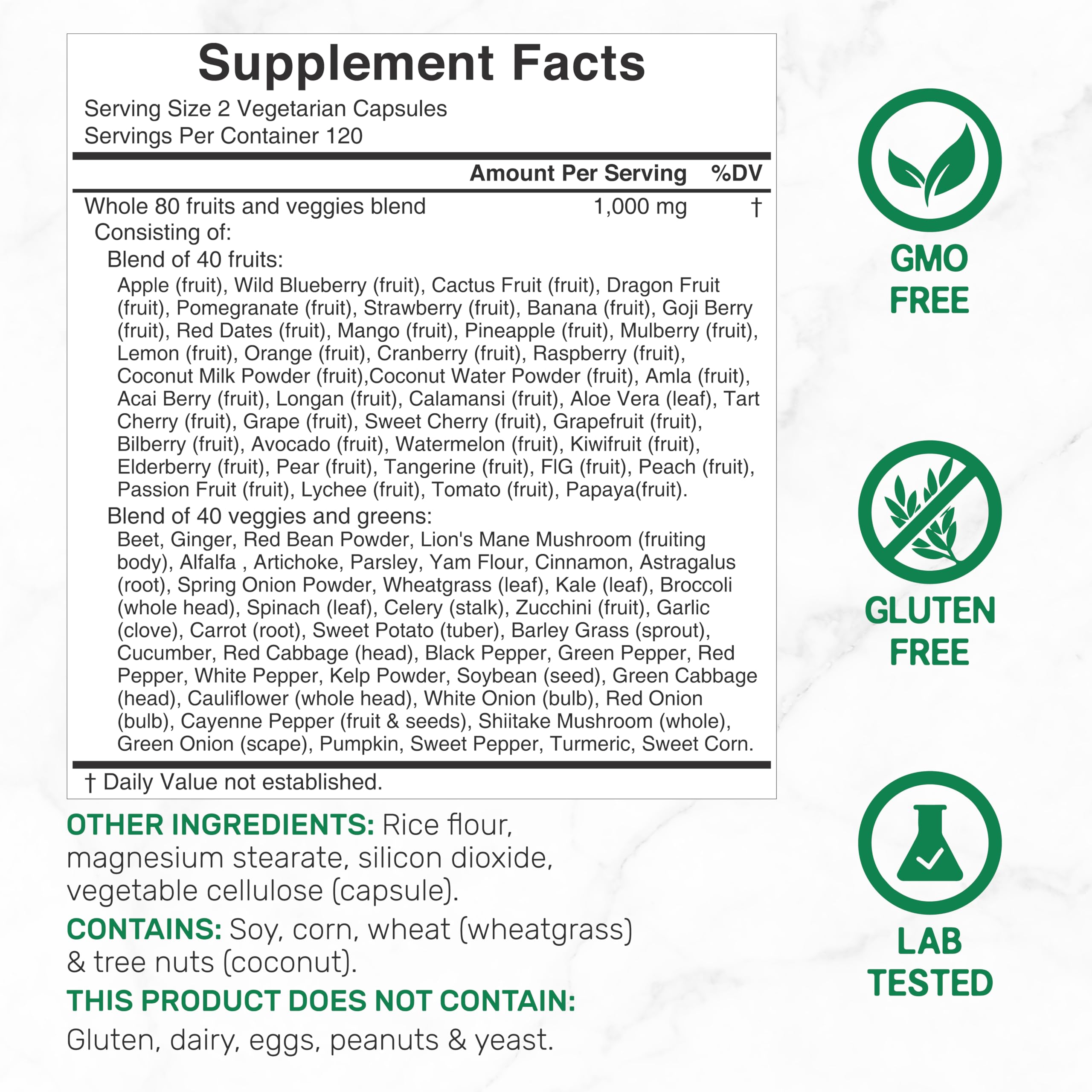 non-GMO blended vitamin capsules
