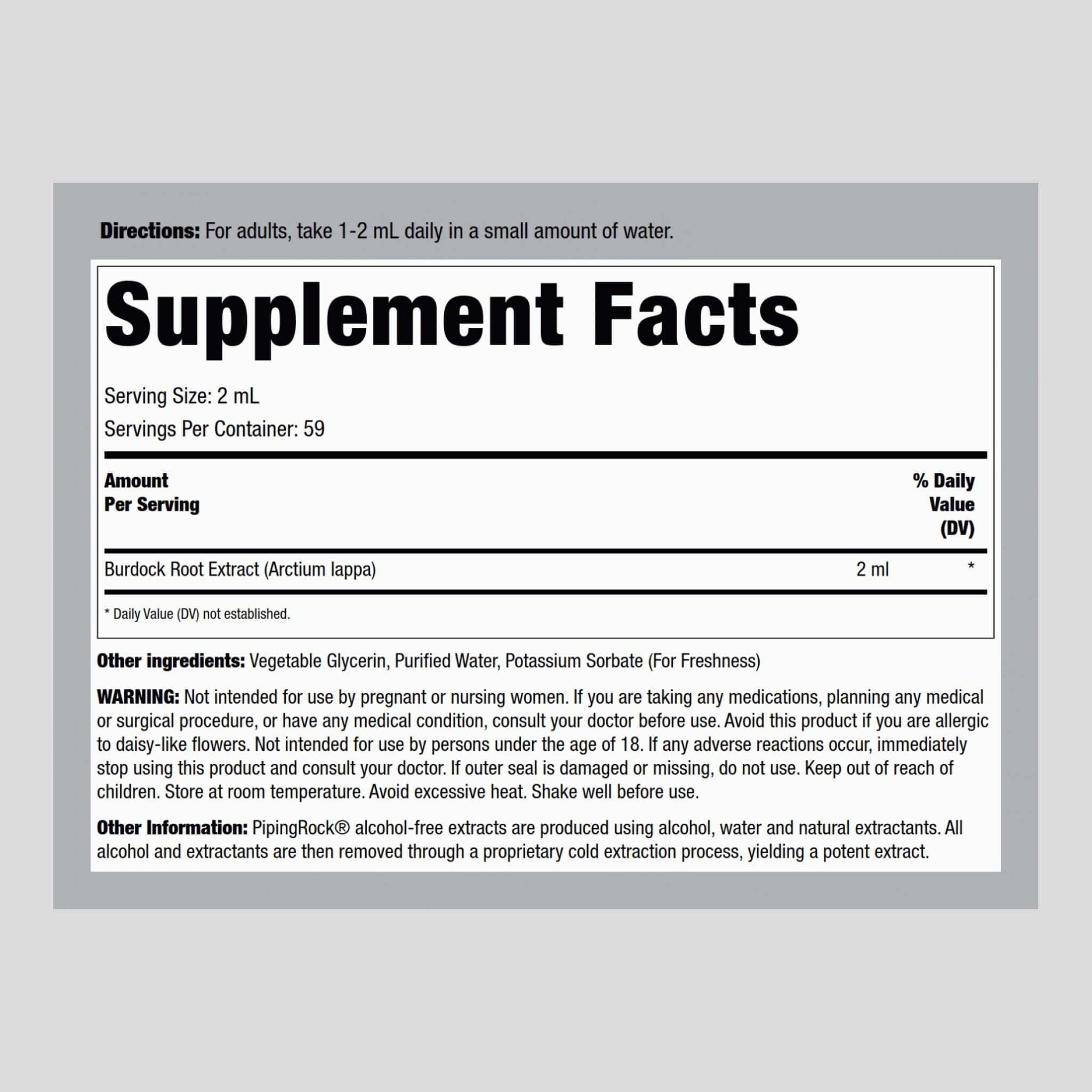 Non-GMO burdock root extract supplement