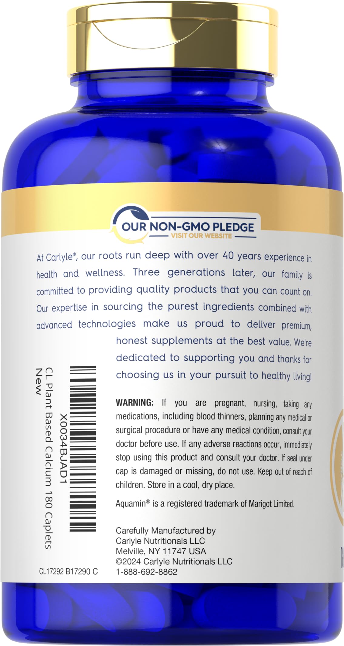 Non-GMO calcium caplets for bones
