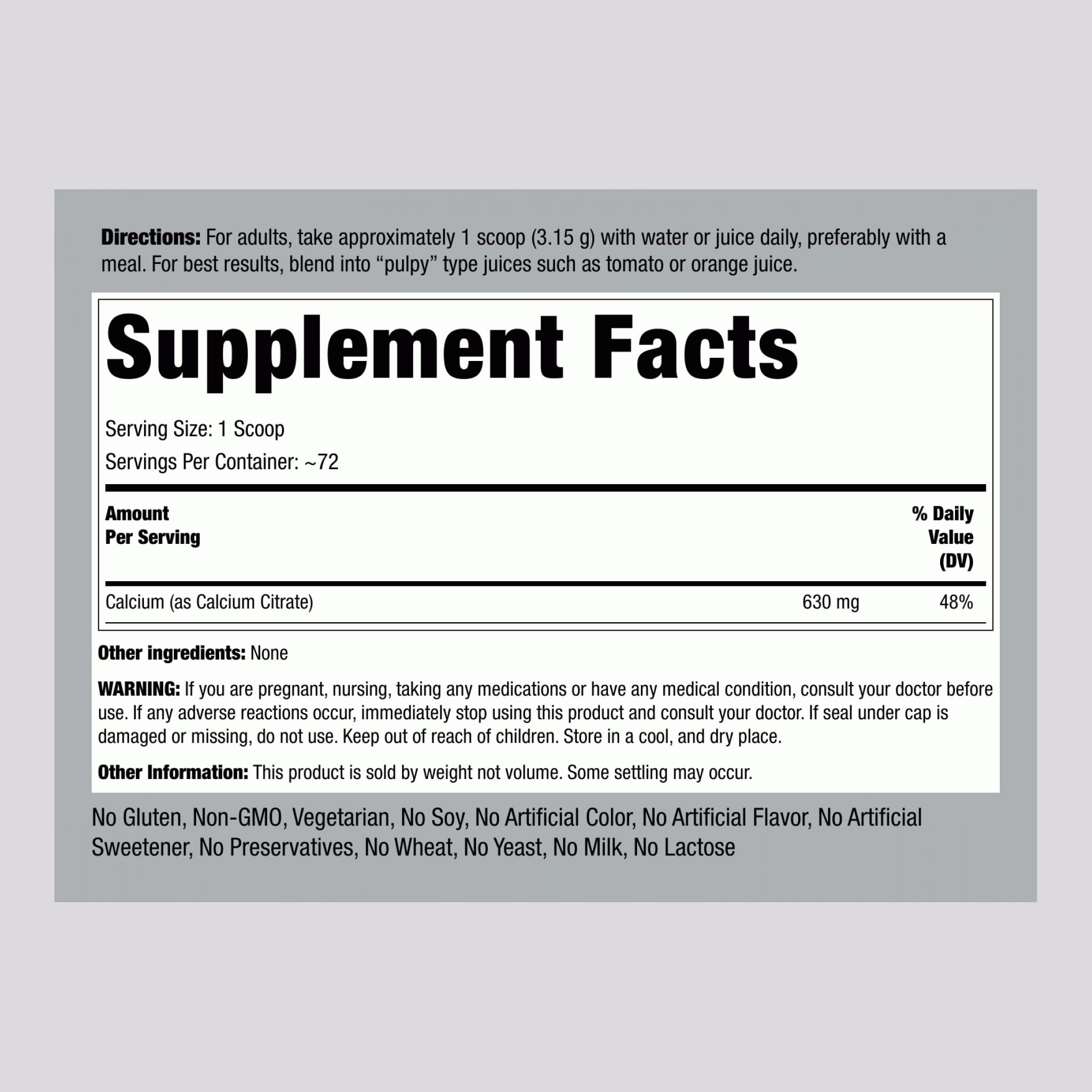 non-GMO calcium citrate for health