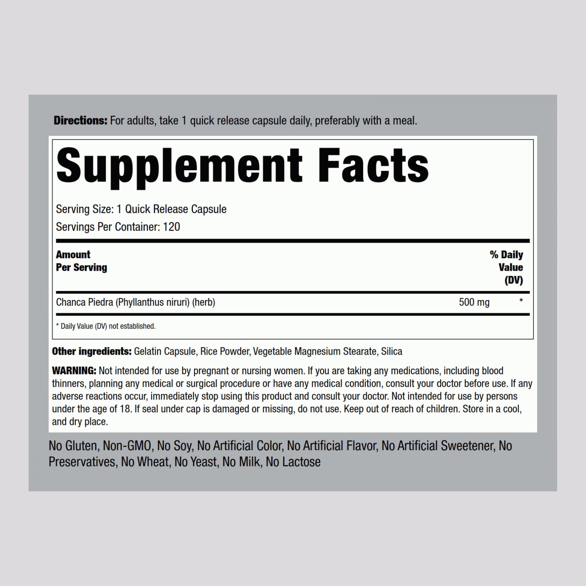Non-GMO Chanca Piedra pills