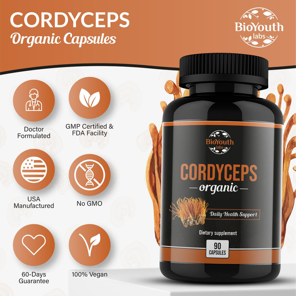 Non-GMO Cordyceps dietary supplement capsules