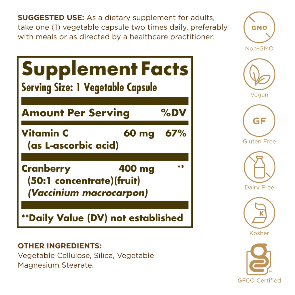 Non-GMO cranberry capsules for wellness