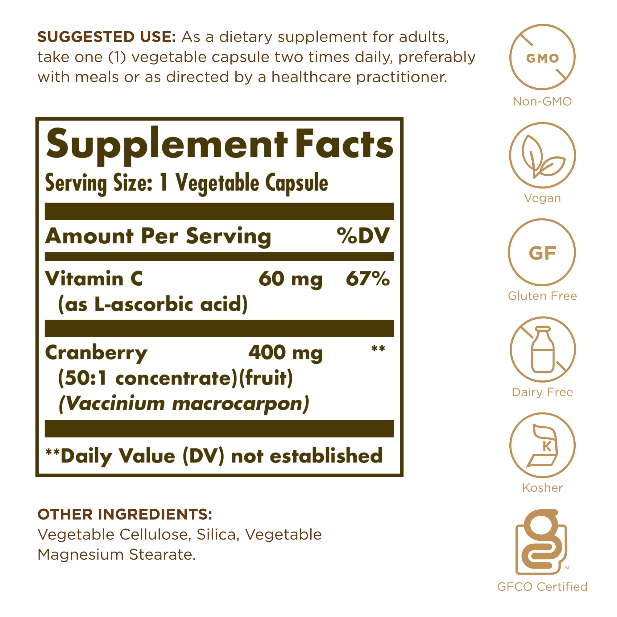 Non-GMO cranberry capsules for wellness