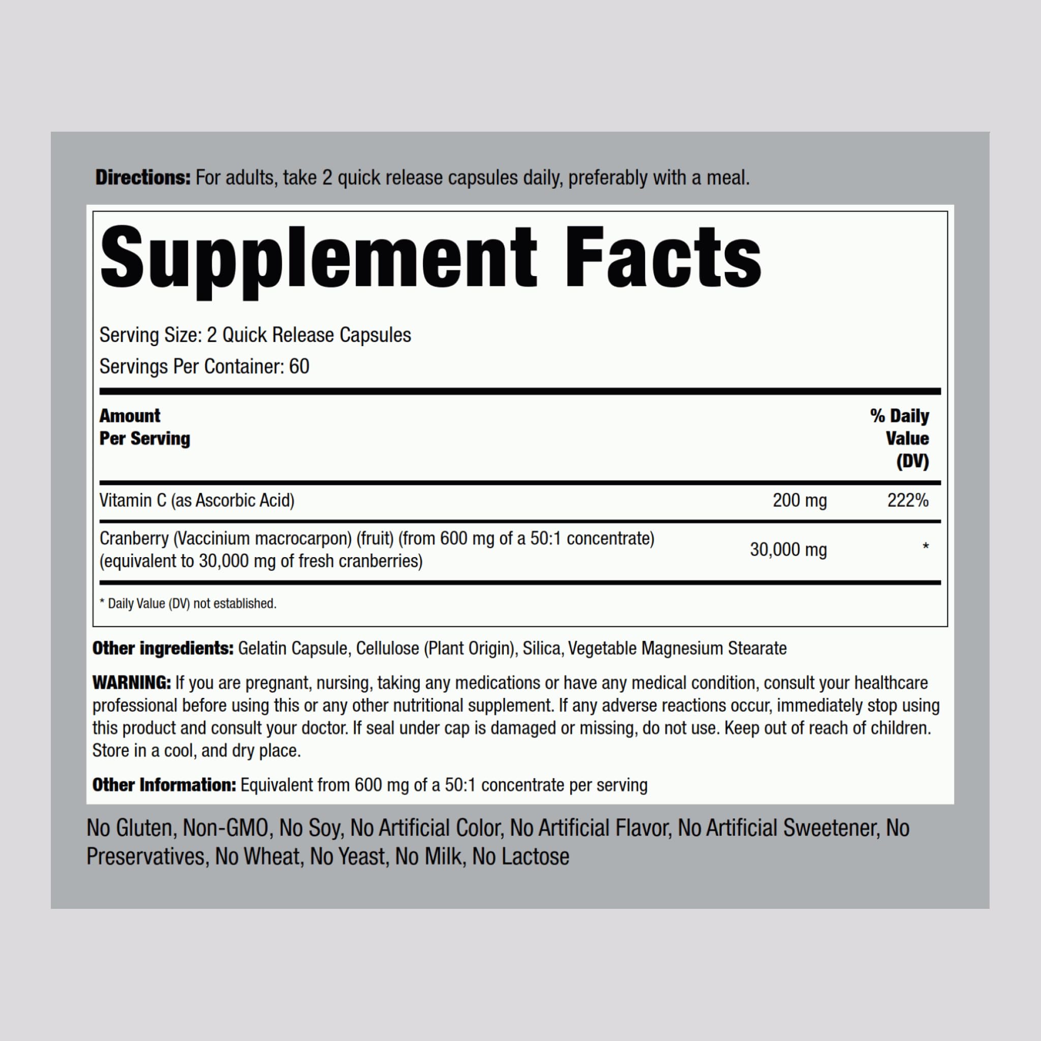 non-GMO cranberry capsules