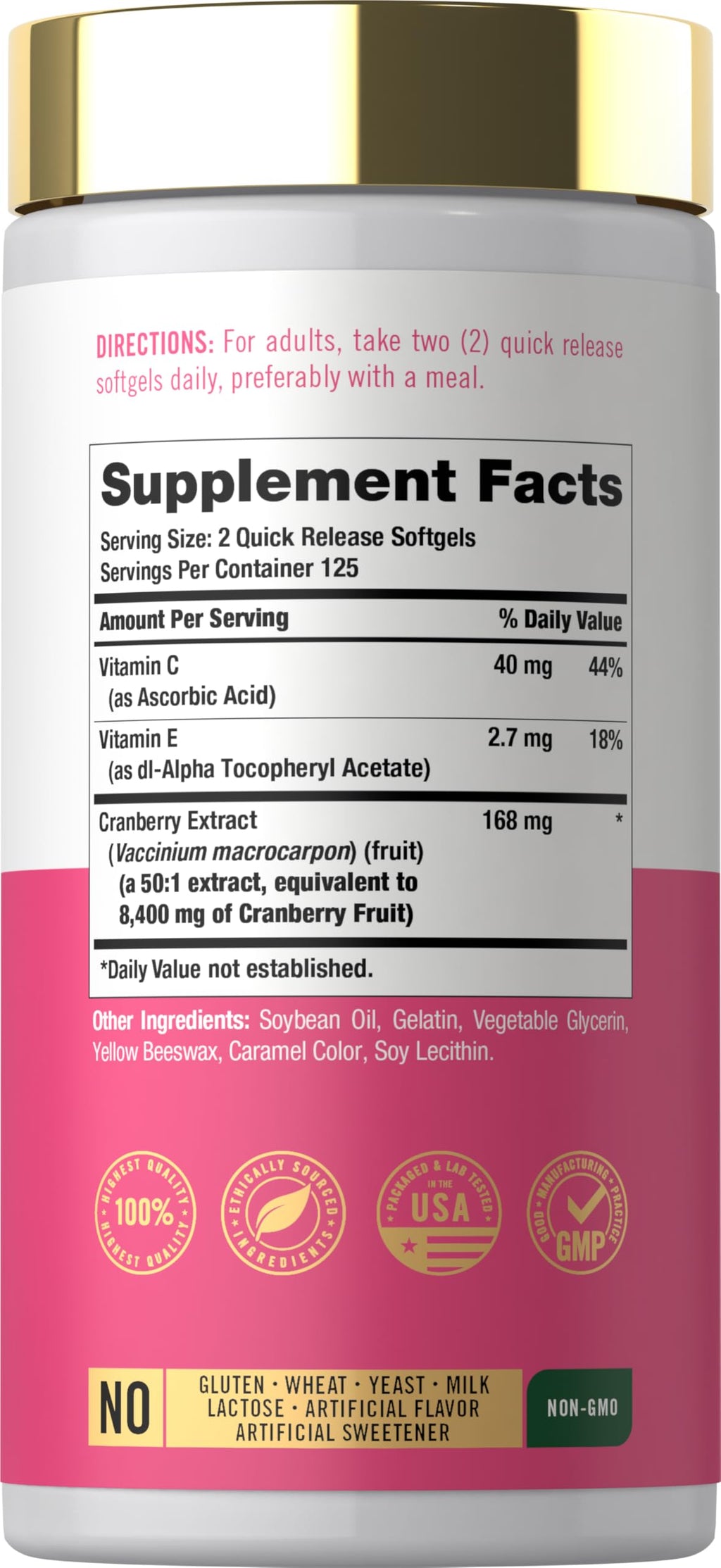Non-GMO cranberry softgels for health