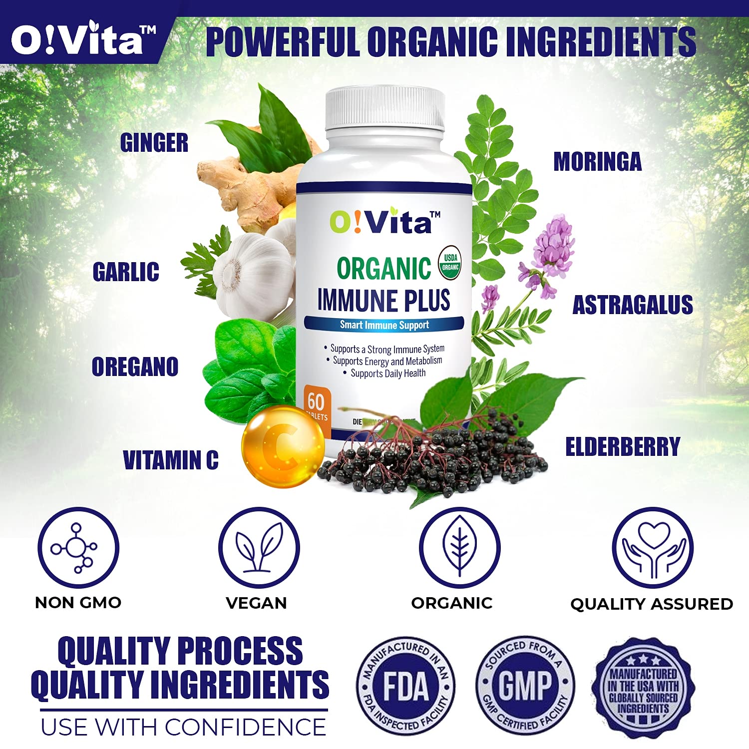non-GMO elderberry and moringa capsules
