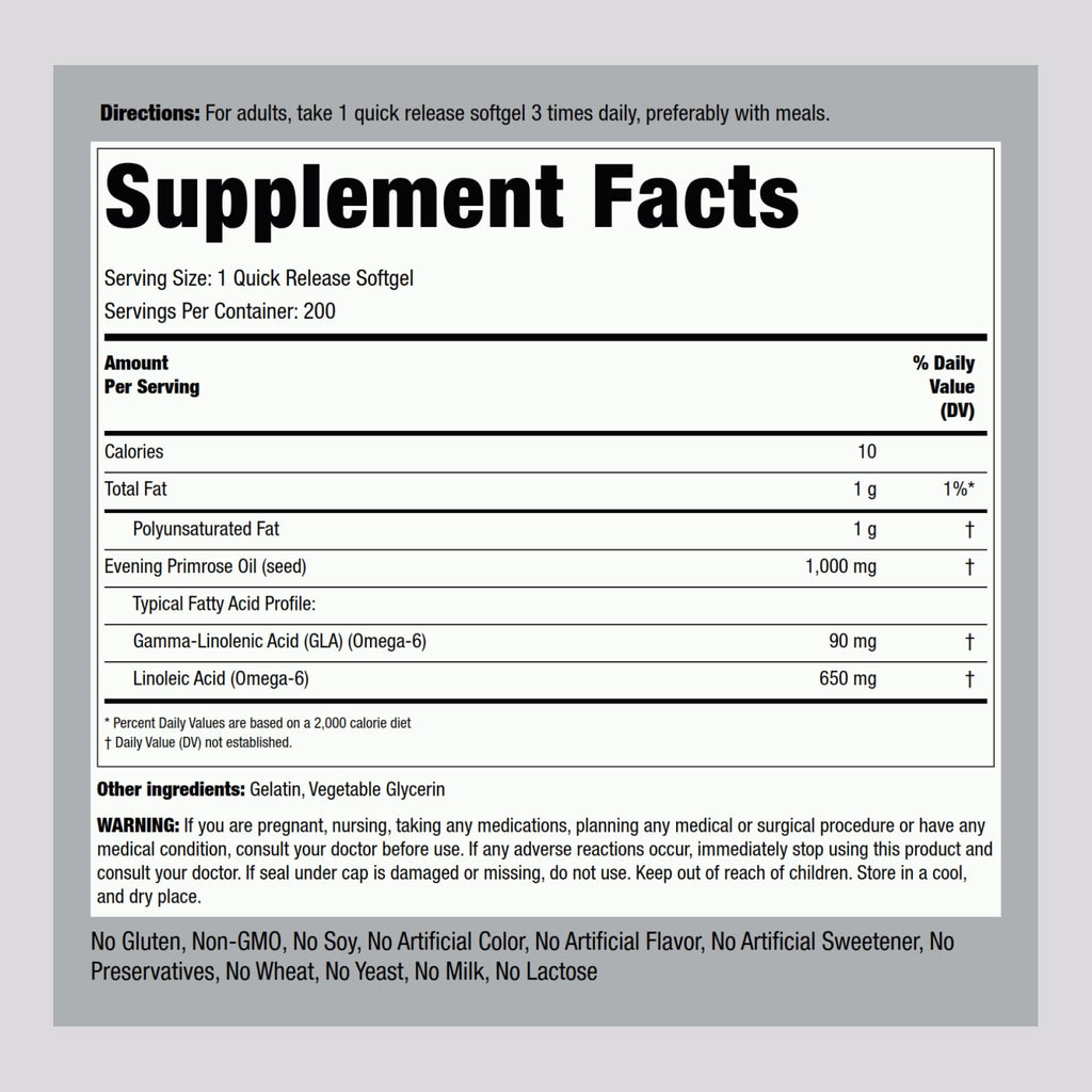 non-GMO evening primrose oil capsules