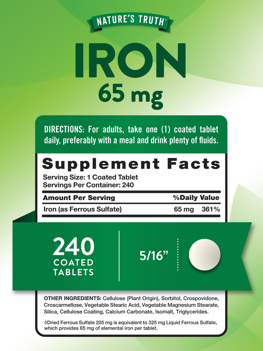 Non-GMO ferrous sulfate iron support