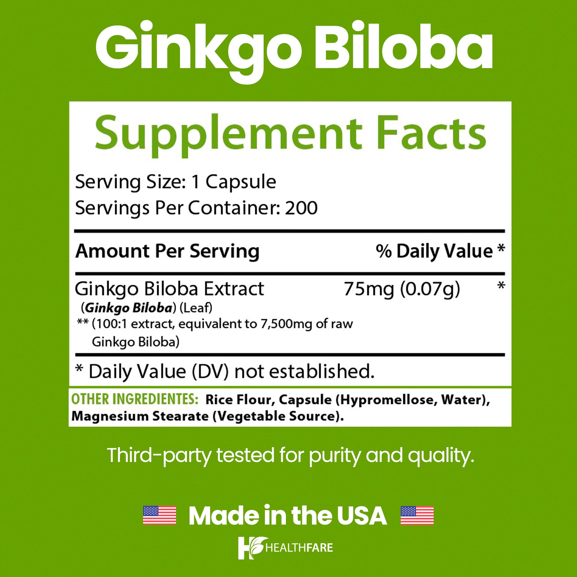 non-GMO ginkgo biloba herbal supplement