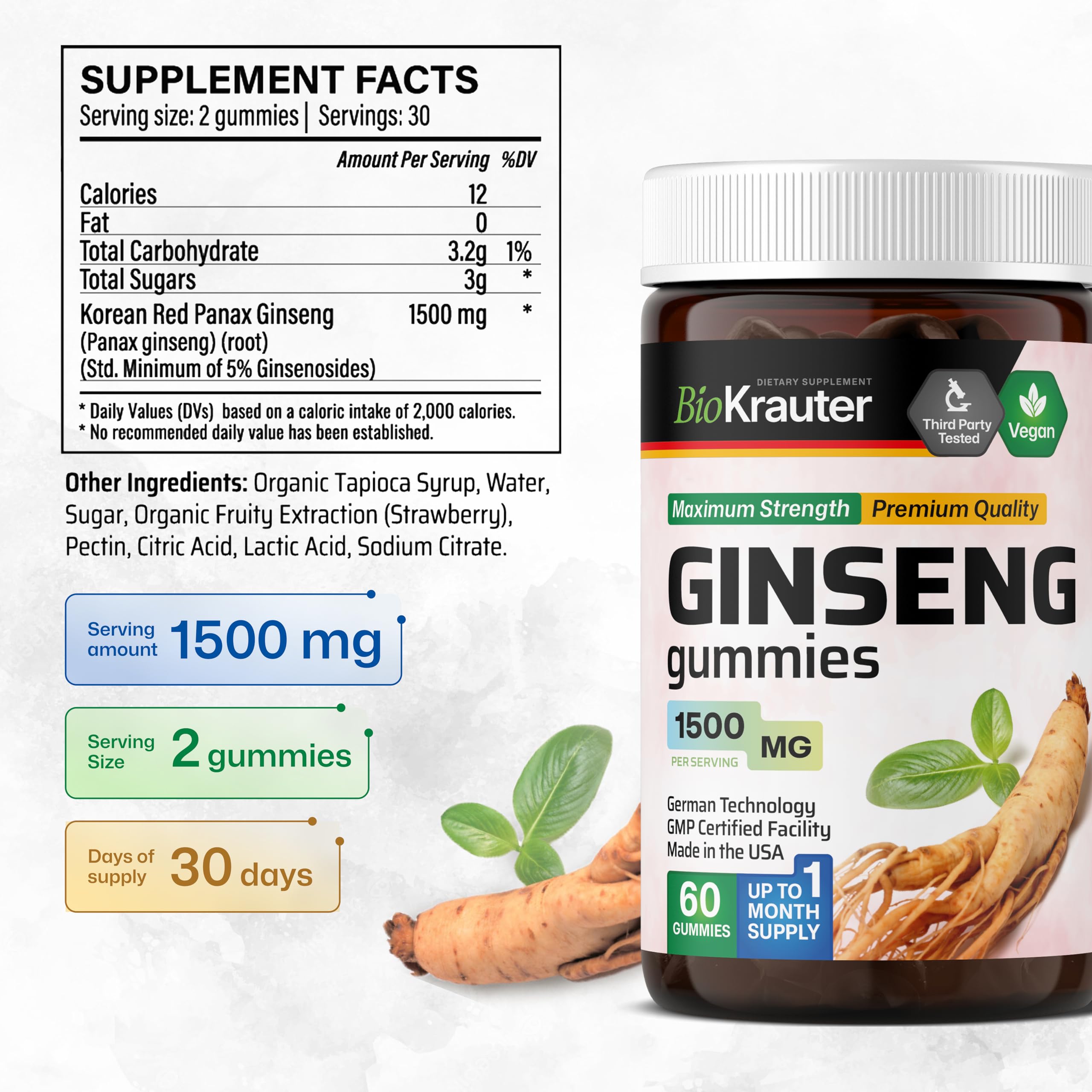 non-GMO ginseng health supplement