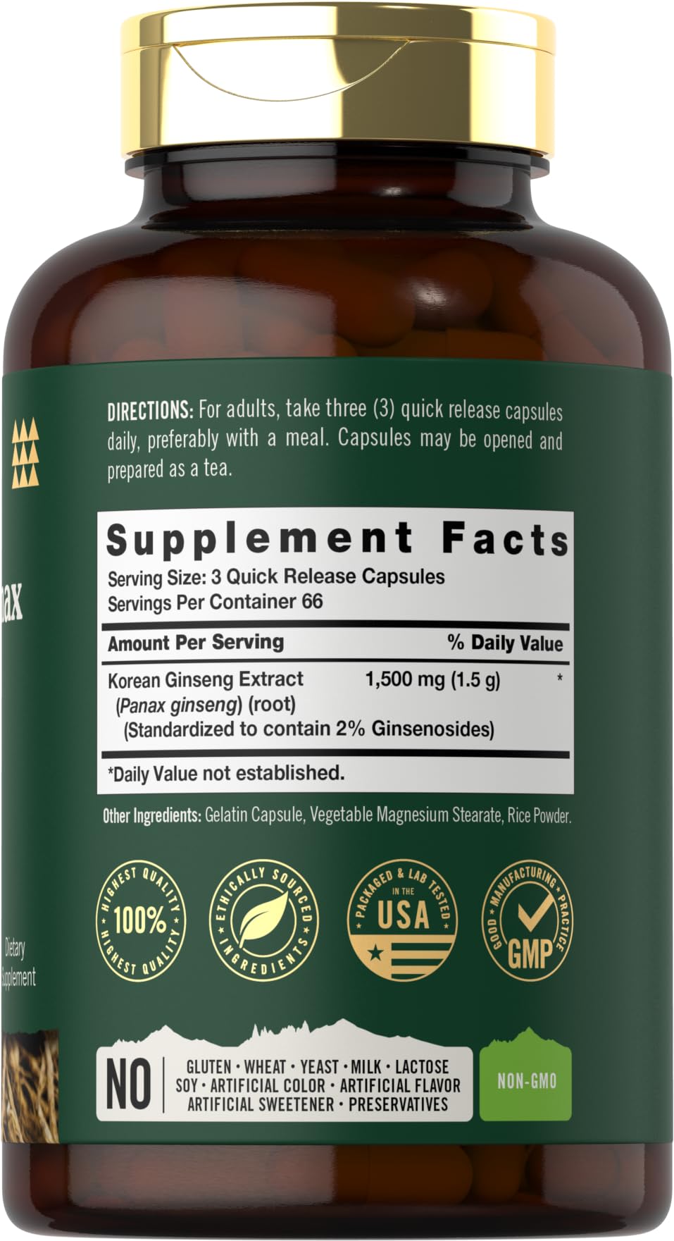 Non-GMO ginseng supplement for wellness
