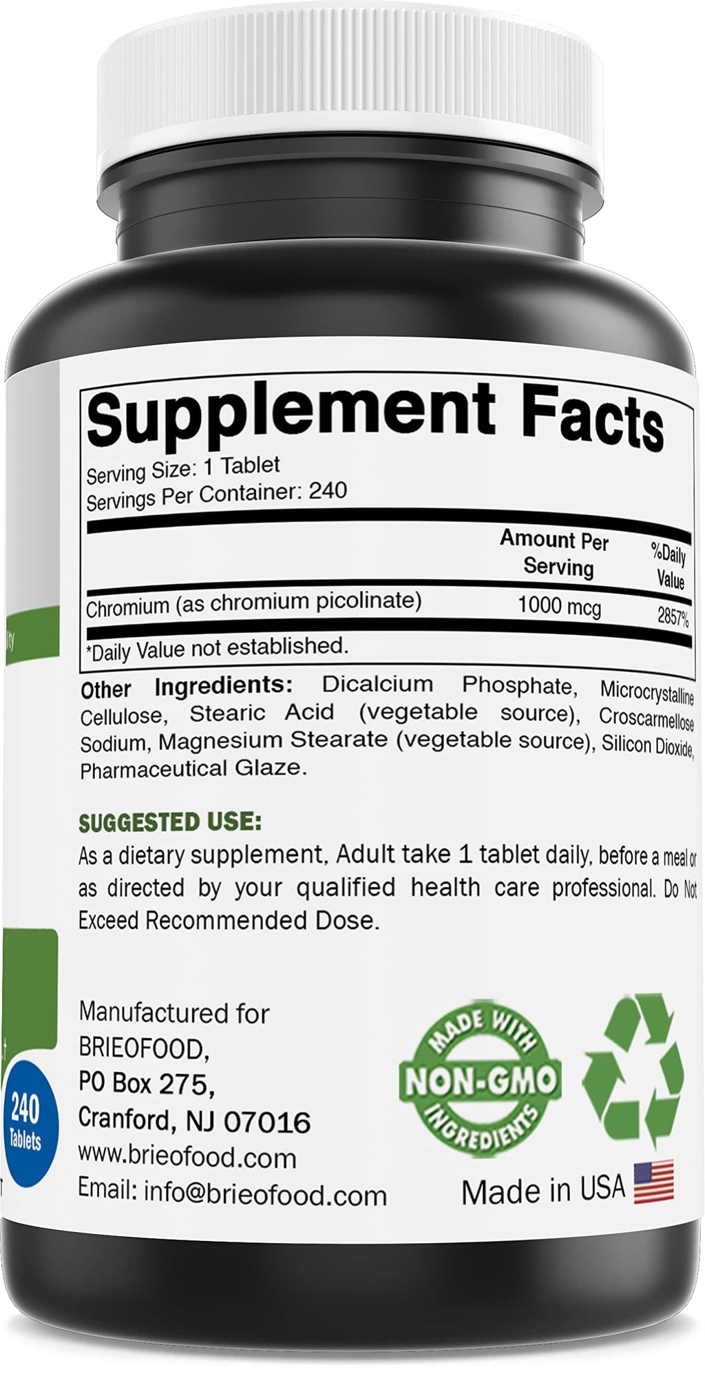 non-GMO gluten free chromium supplement