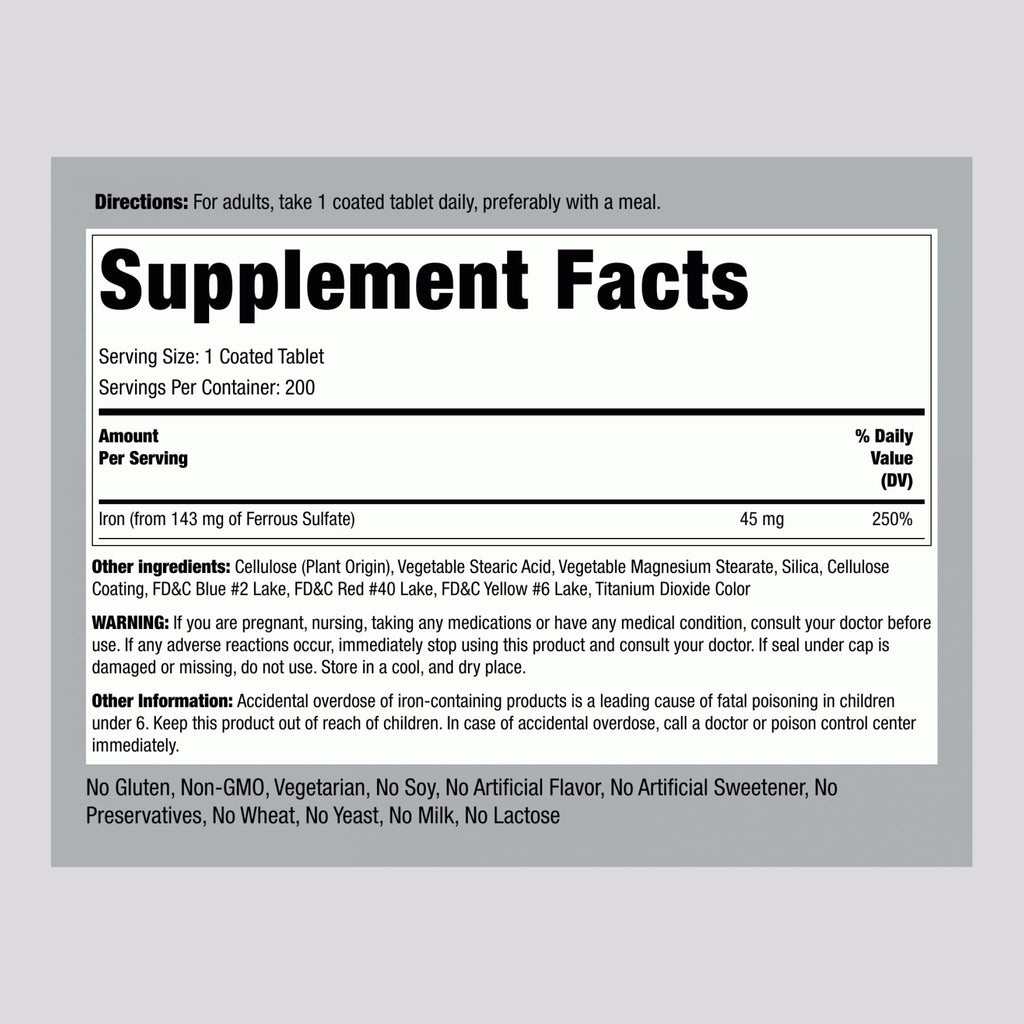 non-GMO gluten free iron pills