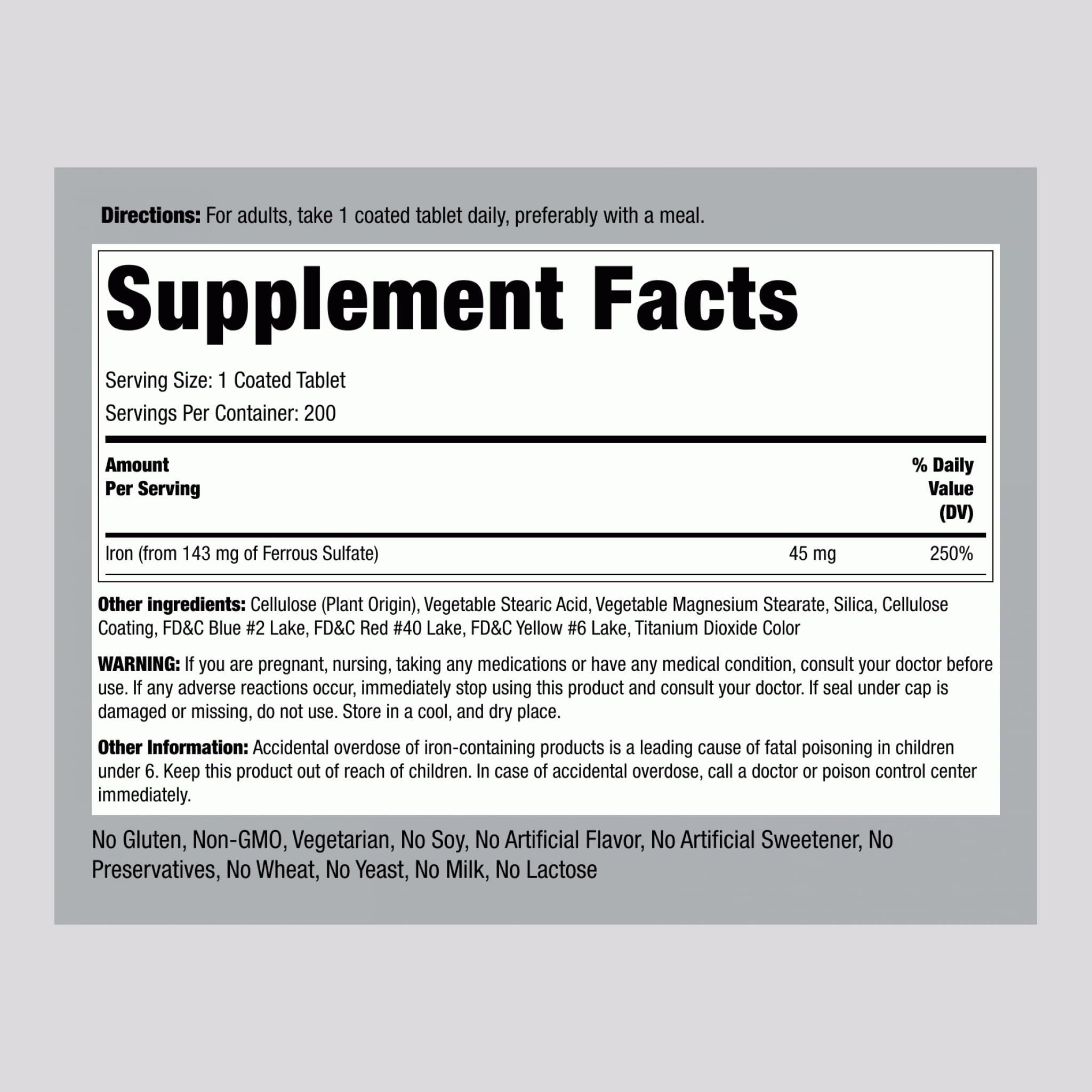 non-GMO gluten free iron pills