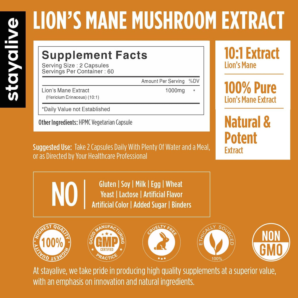 Non-GMO gluten-free mushroom pills