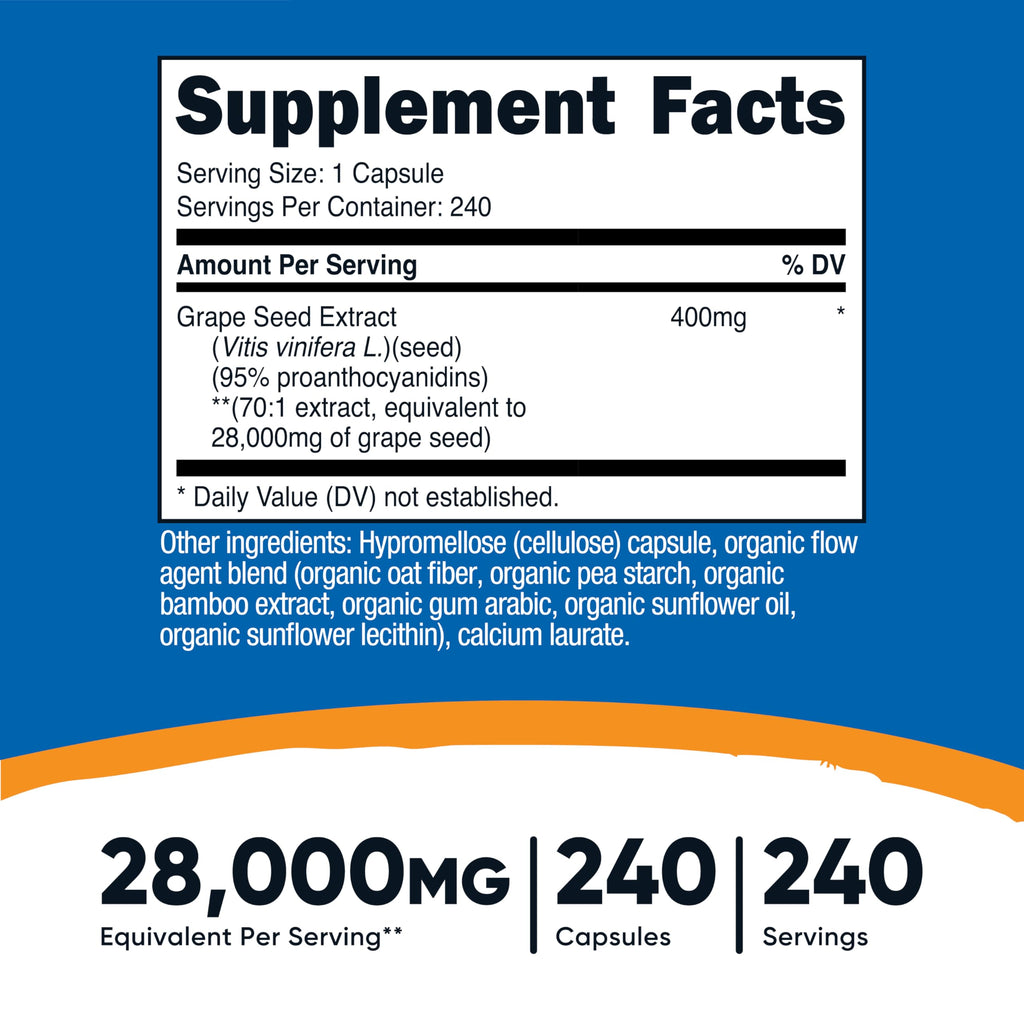 Non-GMO grape seed extract supplement